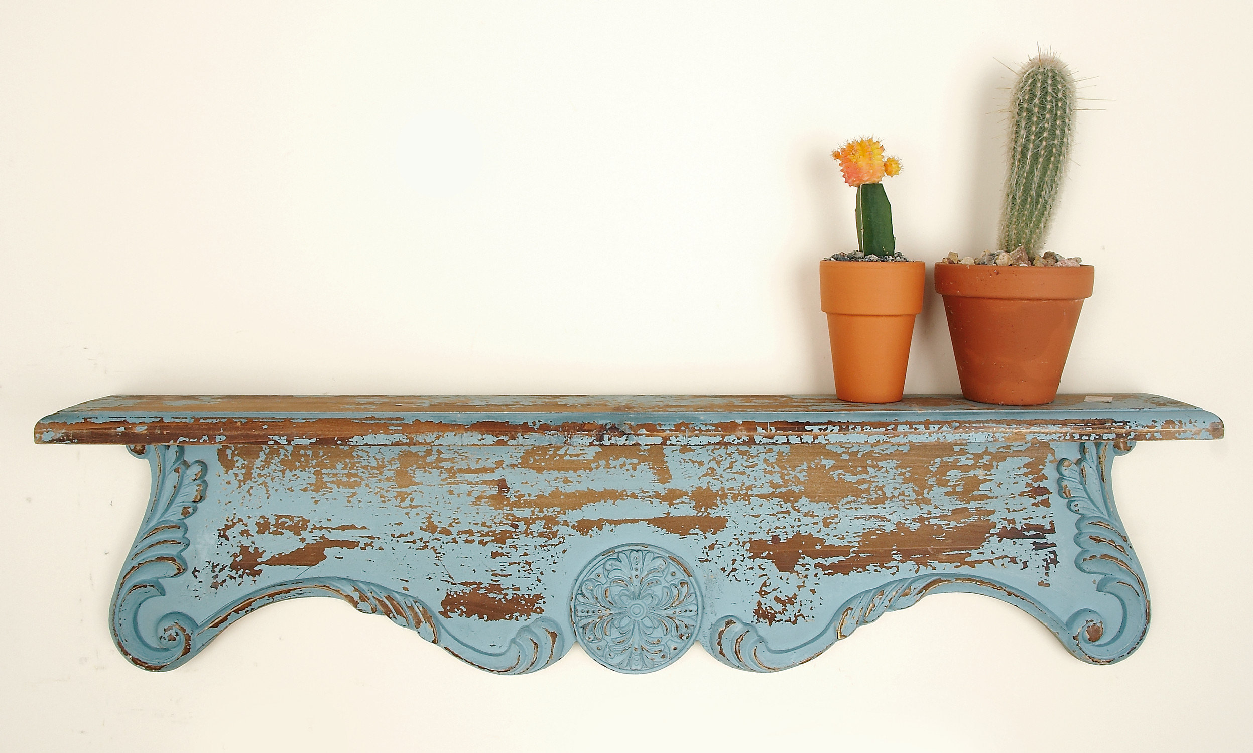 Ophelia & Co. Wood 1 Shelf Scroll Blue Wall Shelf & Reviews | Wayfair