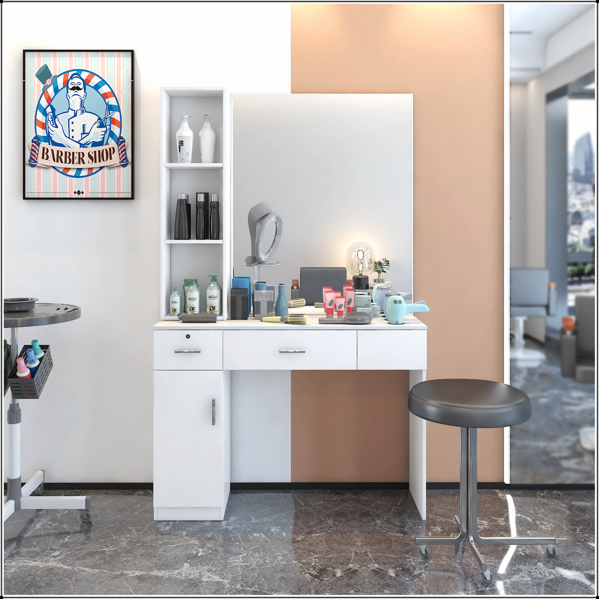 Ebern Designs Salon Station Barber Stations Styling Station Barber ...