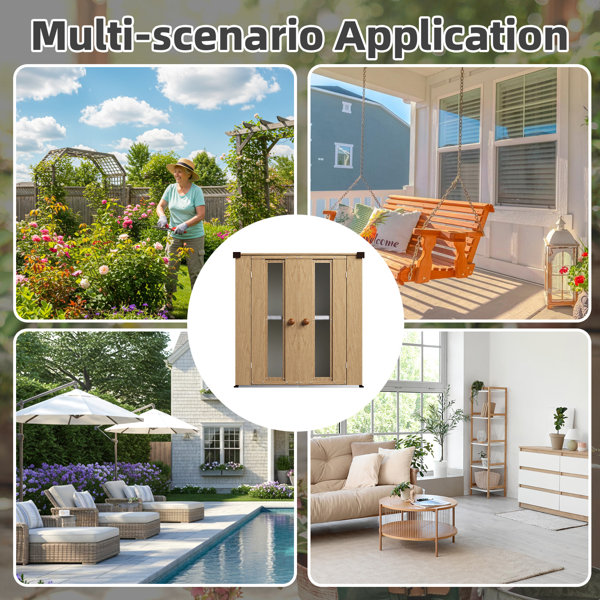 AECOJOY Small Outdoor Storage Cabinet Waterproof With Shelves | Wayfair