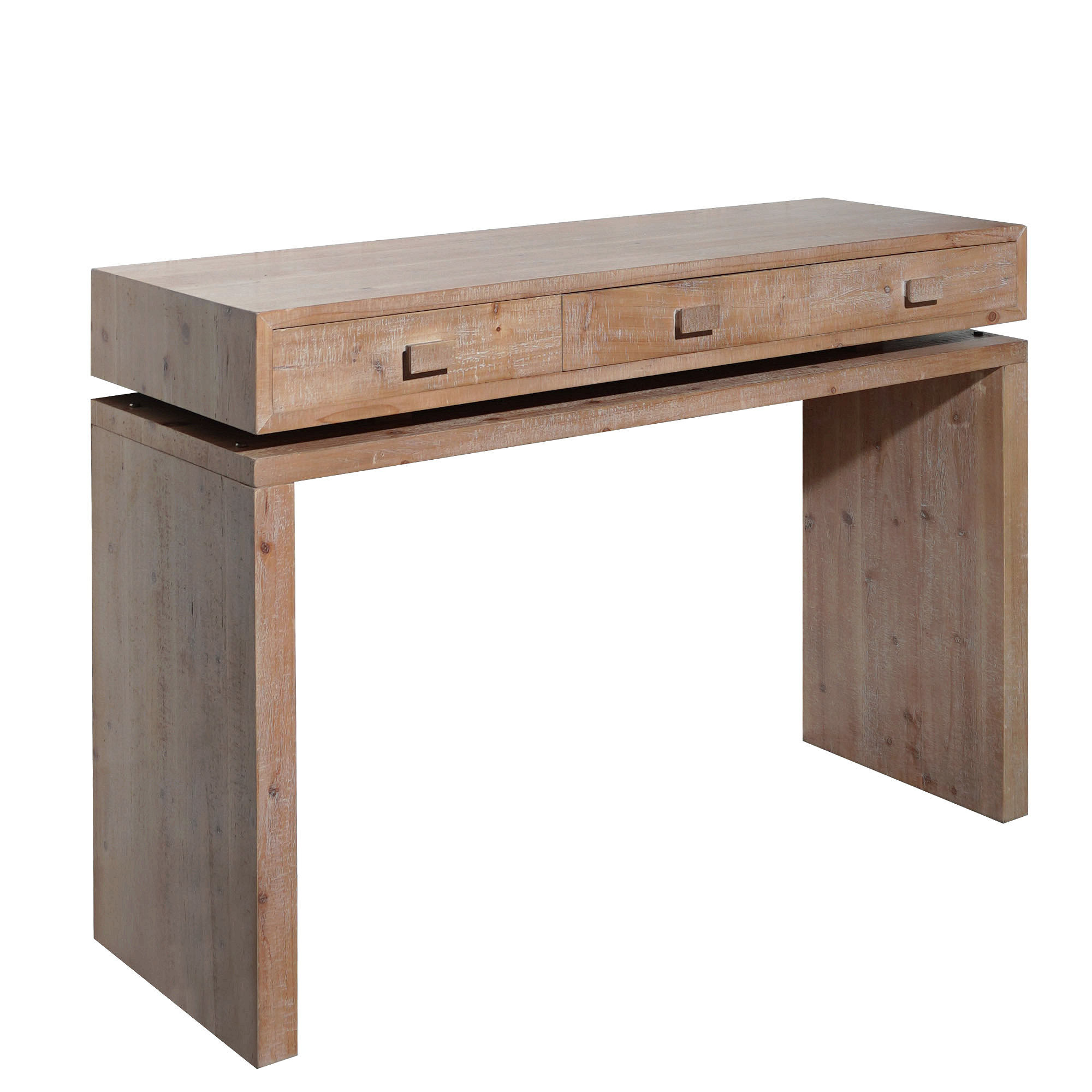 DAPPER DOODLES INC Rustic Wooden Console Table With 3 Drawers, 47In ...