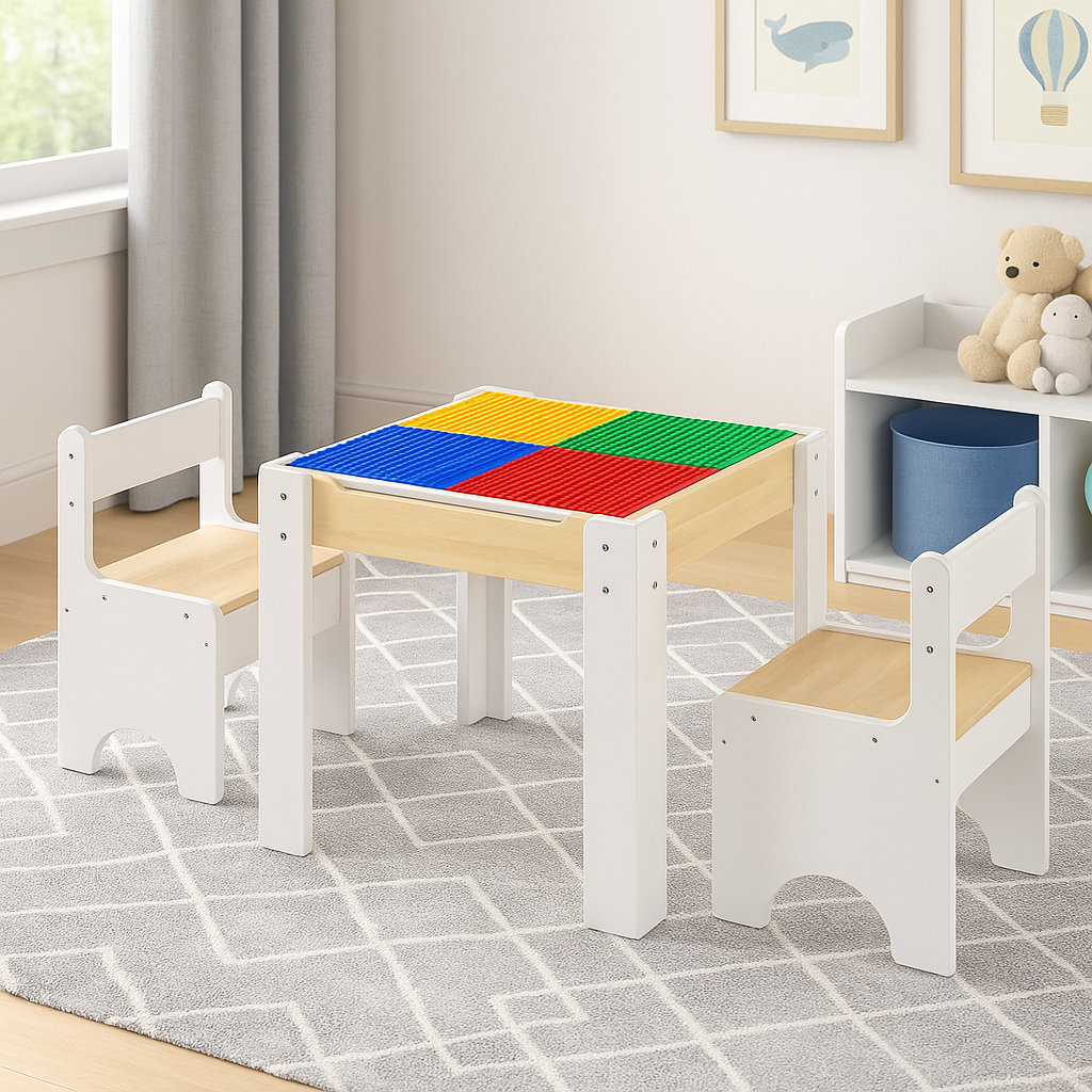 Teamson Kids Multi-Activity Table and Chair Set with Reversible ...