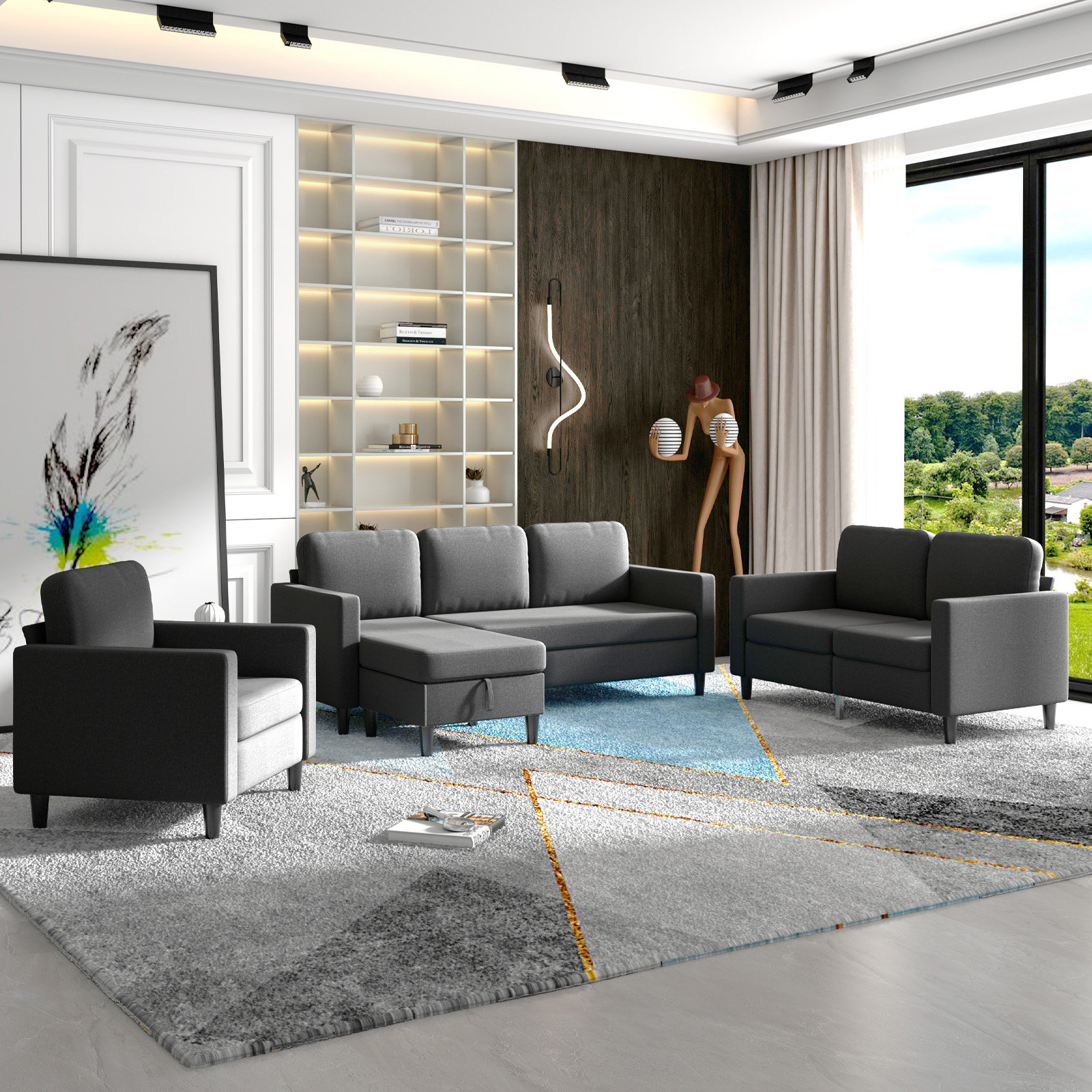 Mercer41 Bolyea 4 Piece Living Room Set | Wayfair