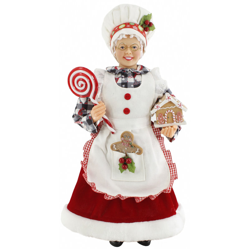 Ophelia & Co. 16" Gingerbread Black & White Check Baker Mrs. Claus ...