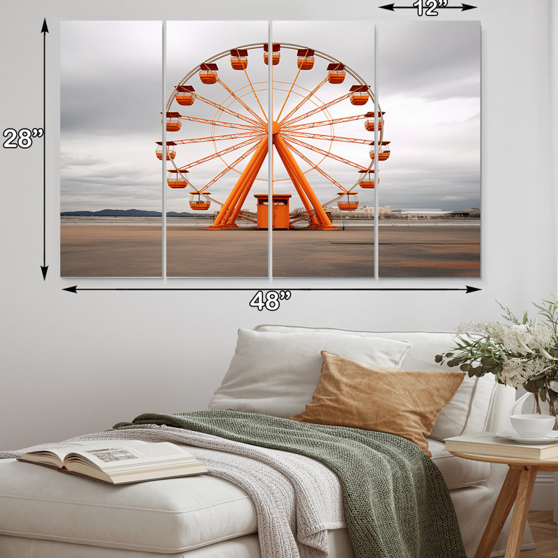 DesignArt Orange Ferris Wheel Spinning Stories - Architecture Metal ...