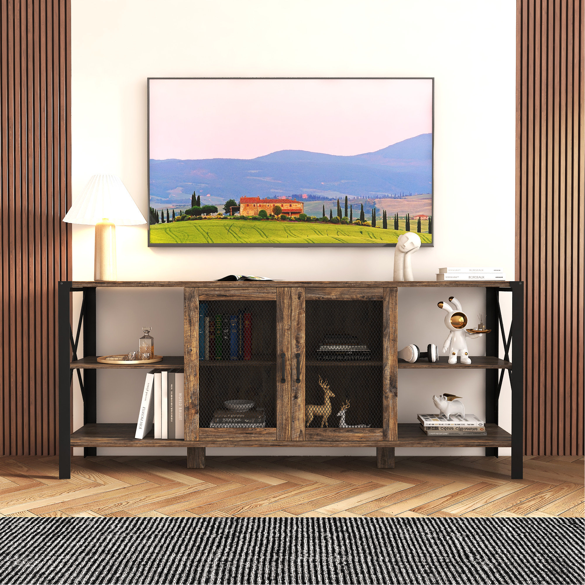 Gracie Oaks TV Stands For Living Room, Industrial TV Stand For Bedroom ...