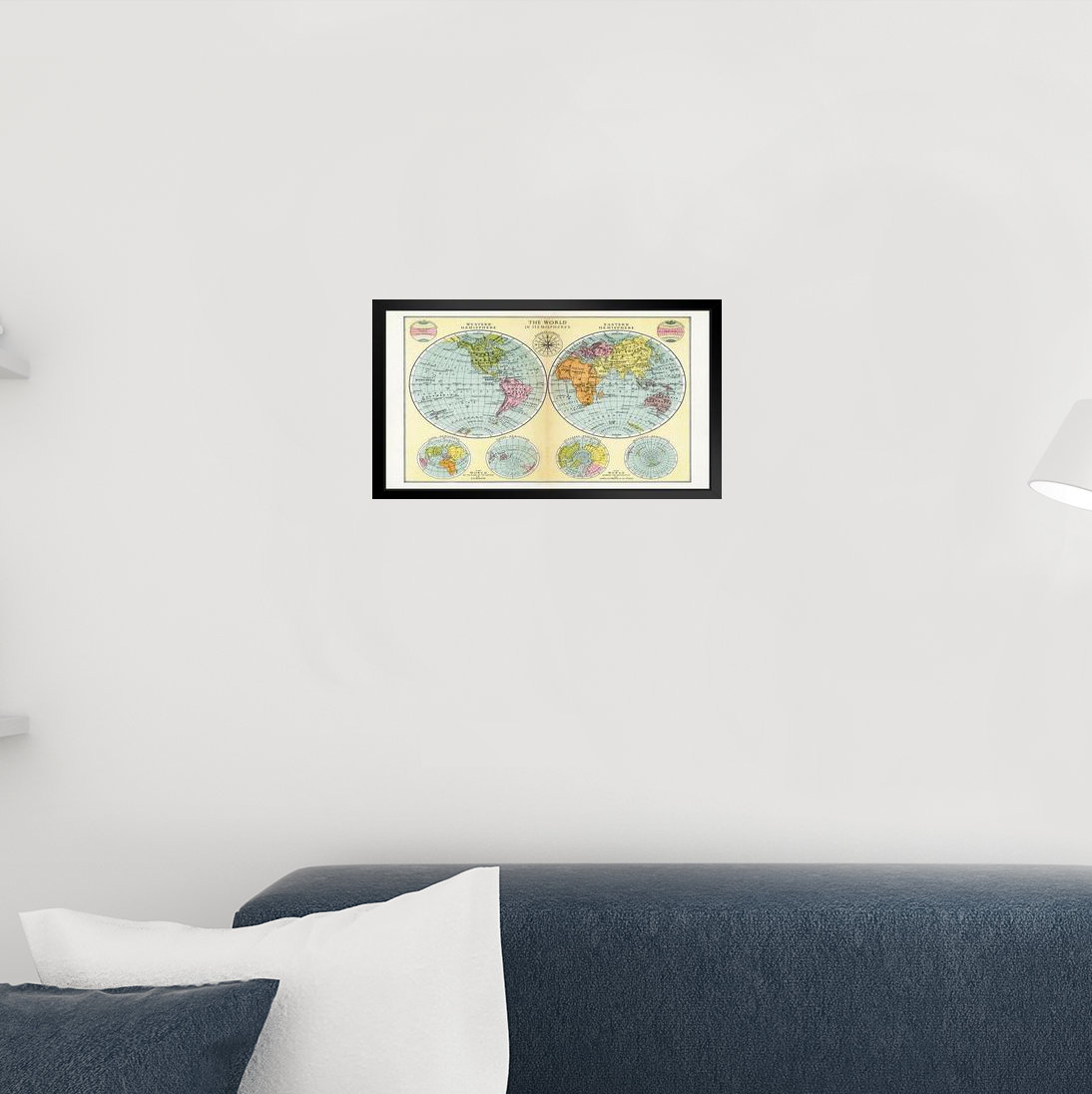 Longshore Tides The World In Hemispheres Antique Style Map Travel World ...