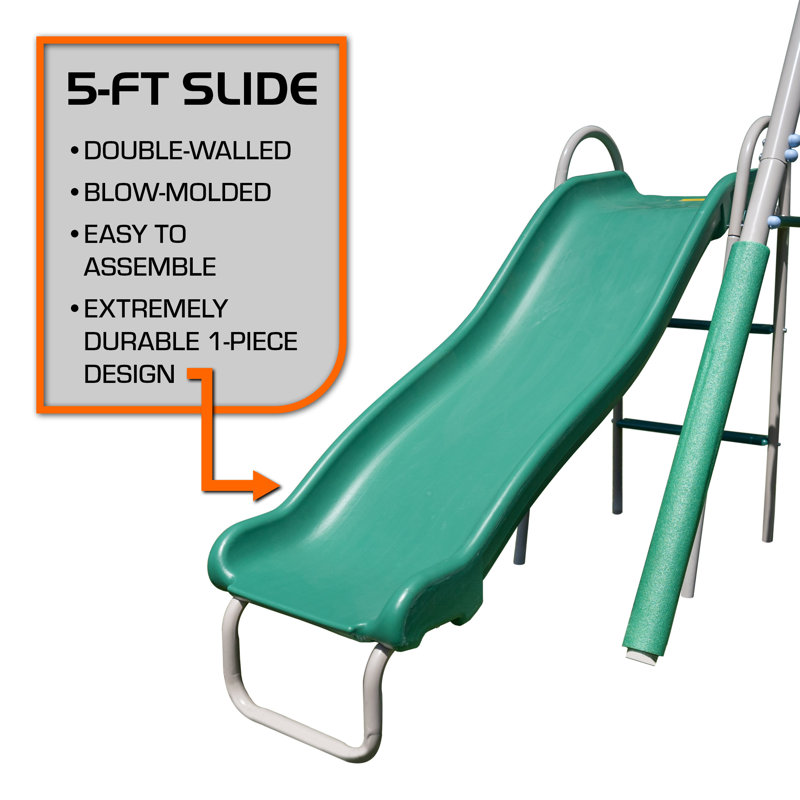 The Swing Company Yonkers Metal Swing Set with Glide Ride Trapeze Bar ...