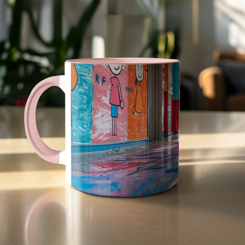 East Urban Home Kids Drawing Style 11oz Accent Mugs – Ceramic Coffee ...