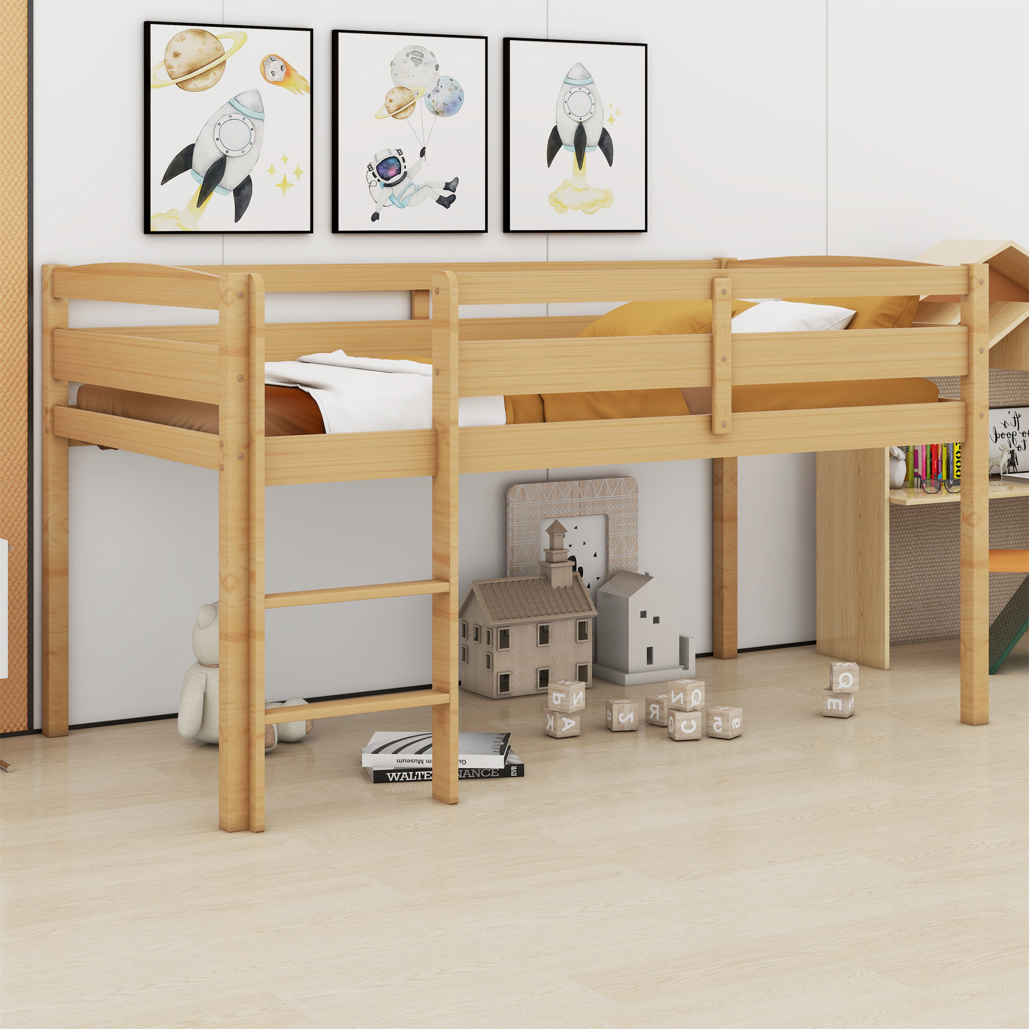 Harriet Bee Wood Loft Bed Low Loft Beds With Ladder - Wayfair Canada