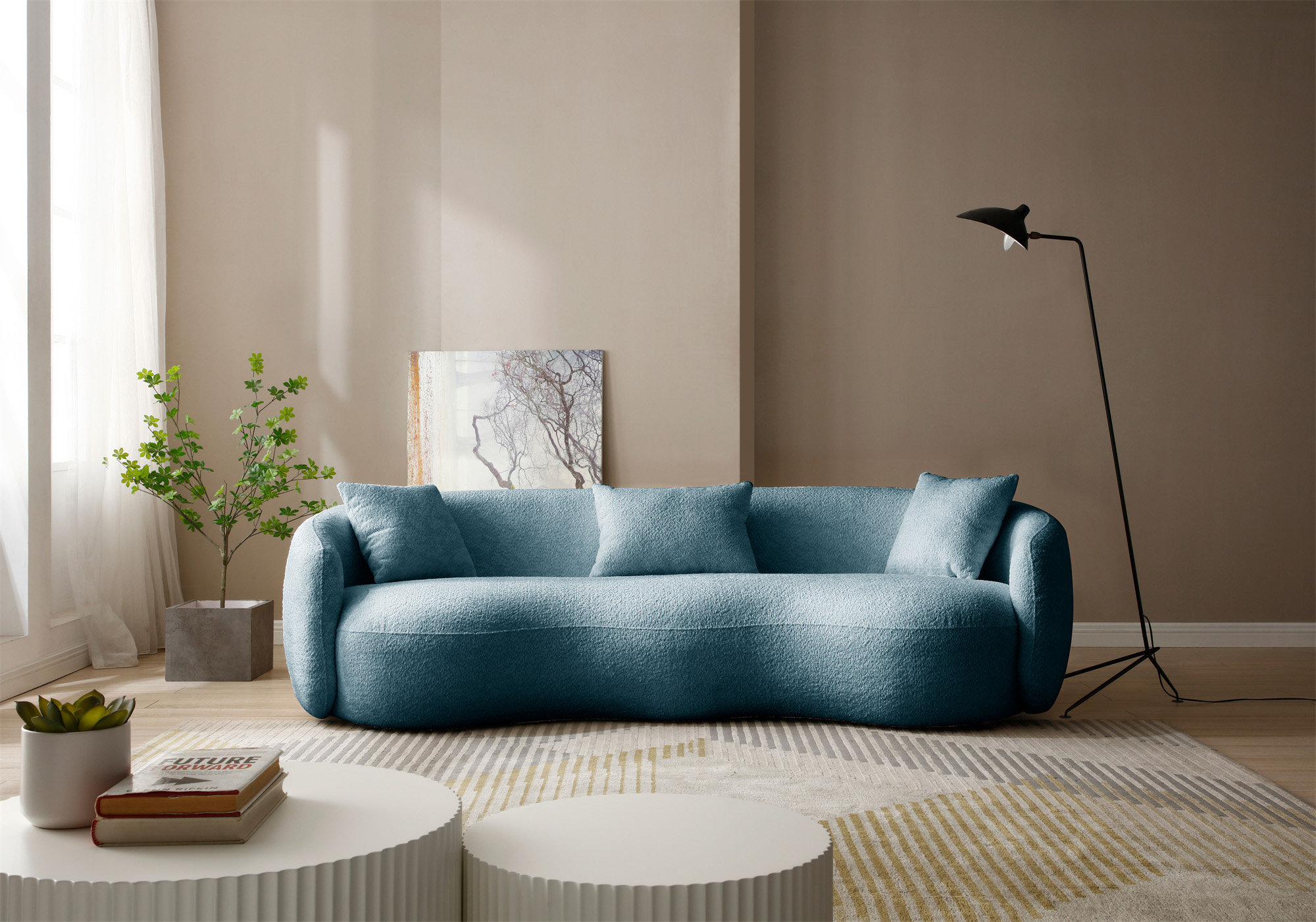 Corrigan Studio® Mid Century Modern Curved Living Room Sofa | Wayfair