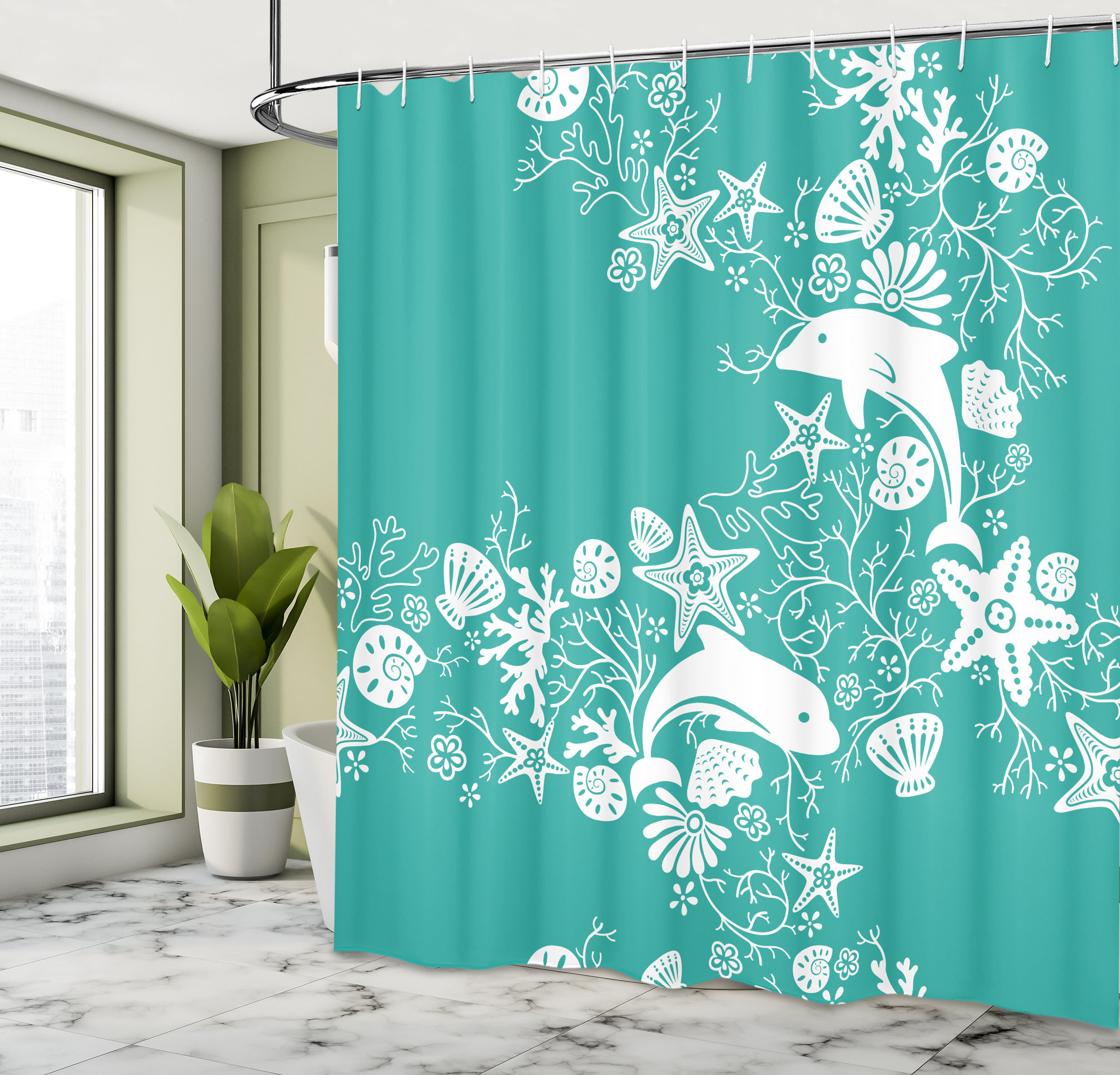 Ambesonne Sea Animals Shower Curtain Set + Hooks | Wayfair