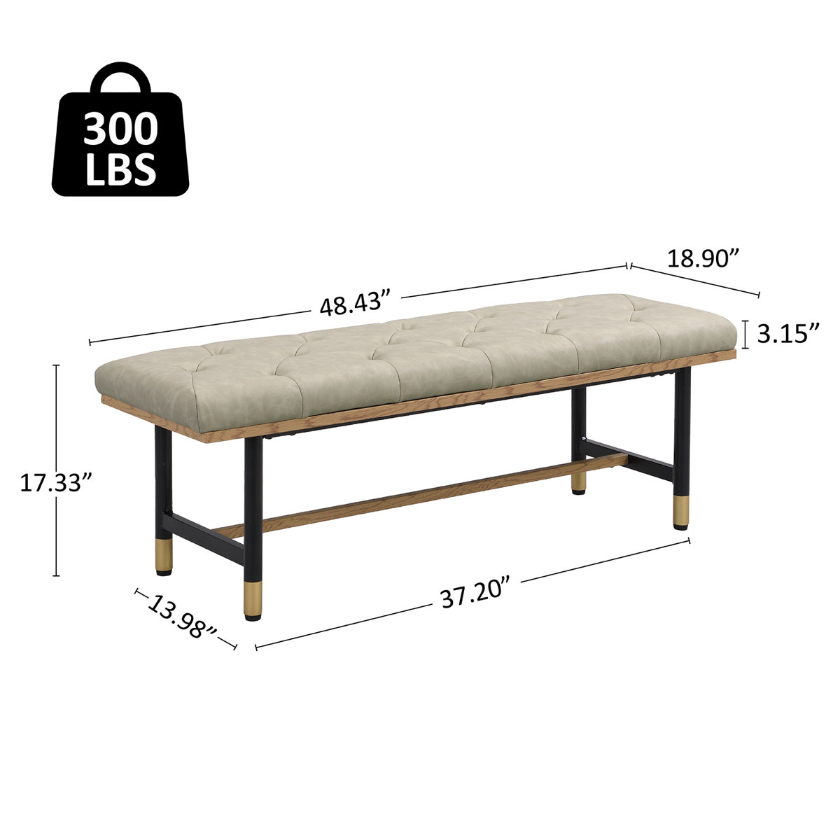 Ebern Designs Makayla Faux Leather Upholstered Bench & Reviews | Wayfair