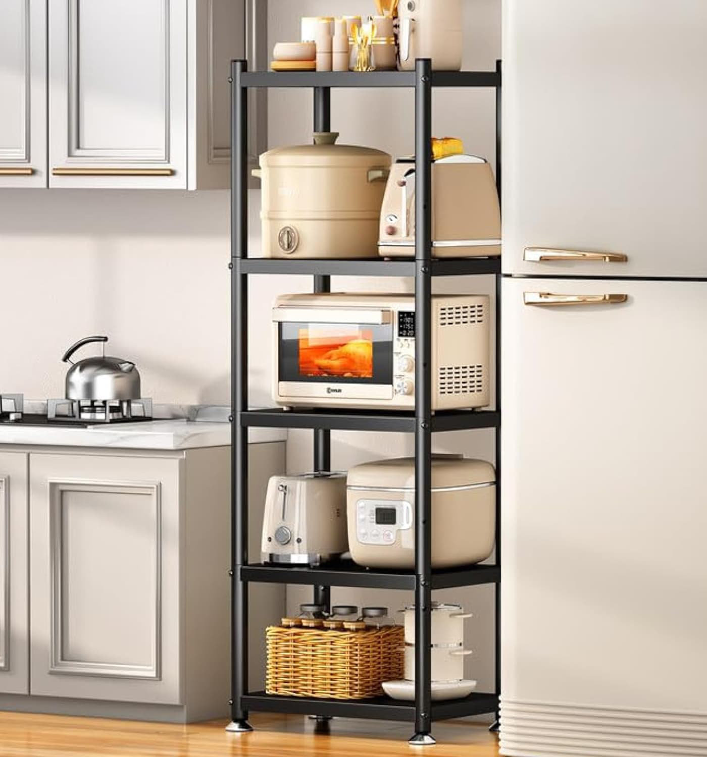 Latitude Run® 5 Level Kitchen Storage Shelves, Adjustable Metal Shelves ...