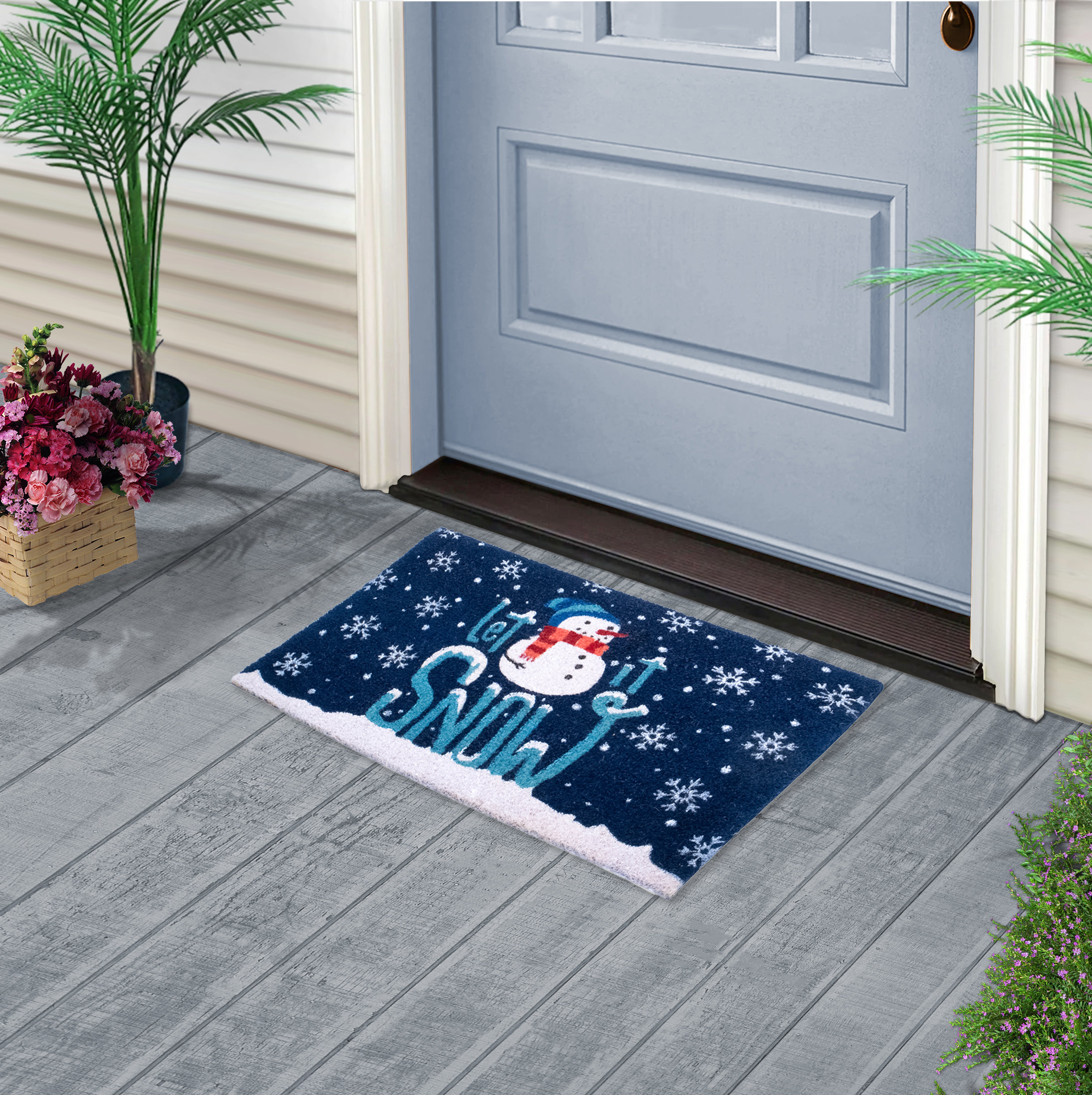 The Holiday Aisle® Hedvige Let It Snow Winter Natural Coir 28 in. x 18 ...