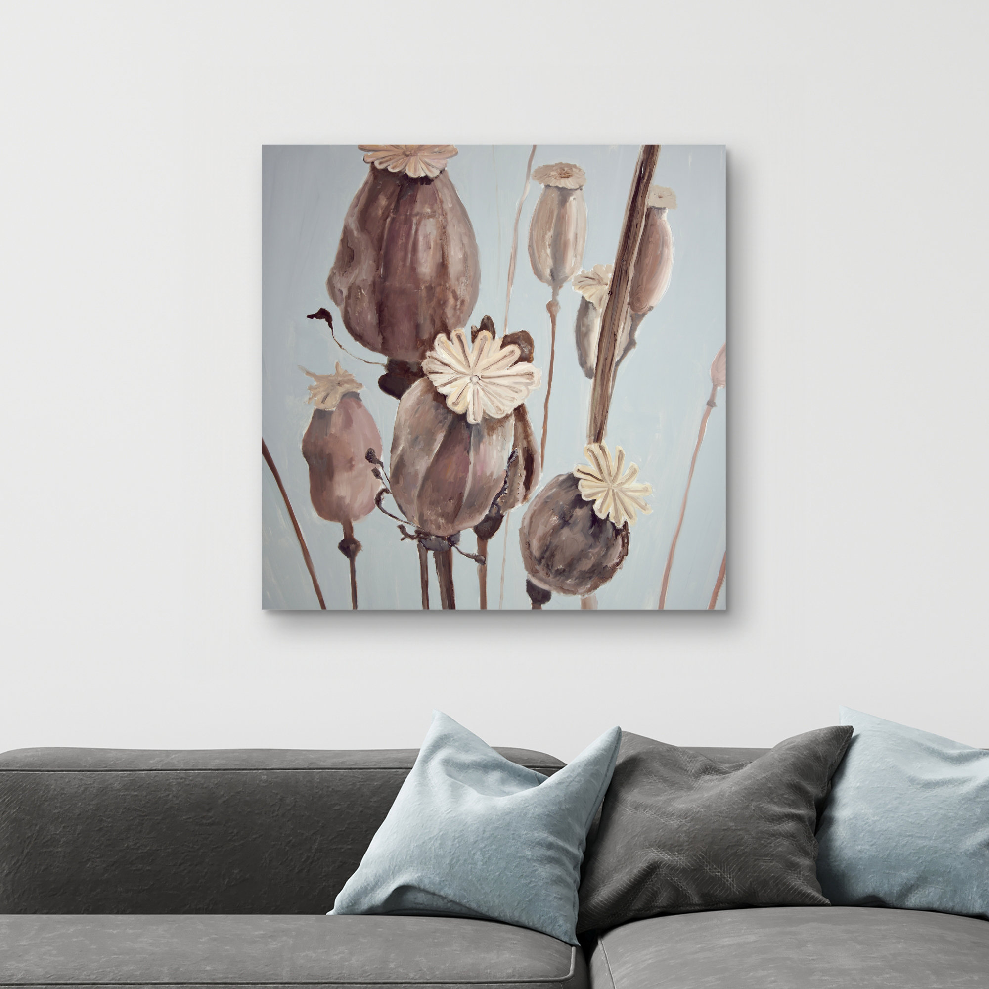 Begin Edition International Inc. Sepia poppy head flowers - 32"x32" art ...