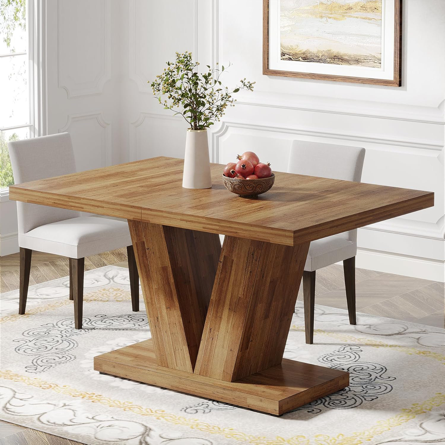 Ophelia & Co. 47-Inch Dining Table for 4, Walnut Brown Kitchen Dinner ...