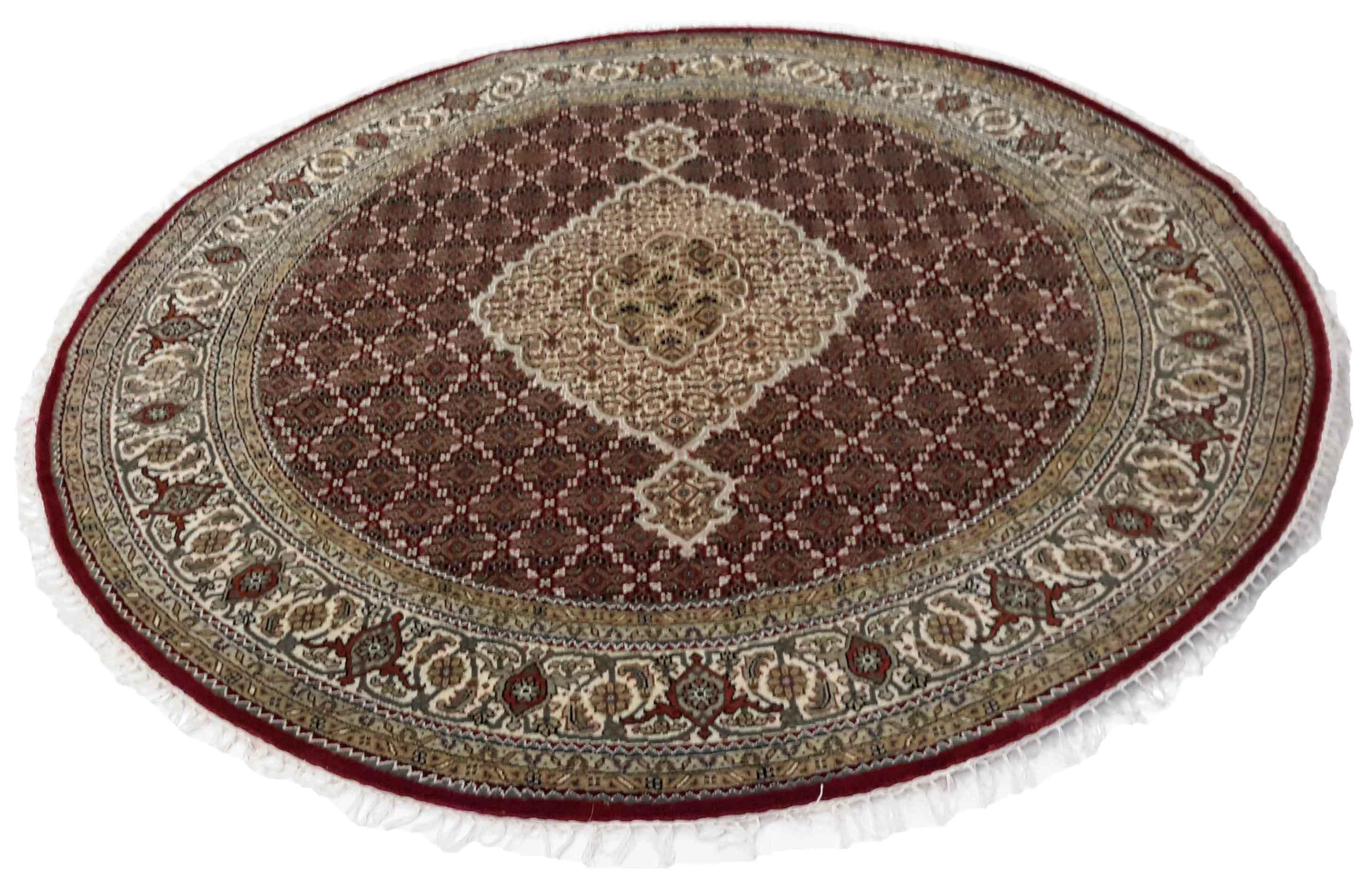 Isabelline Kasumbi Oriental Handmade Round 6'7" Cotton/Wool Area Rug in ...