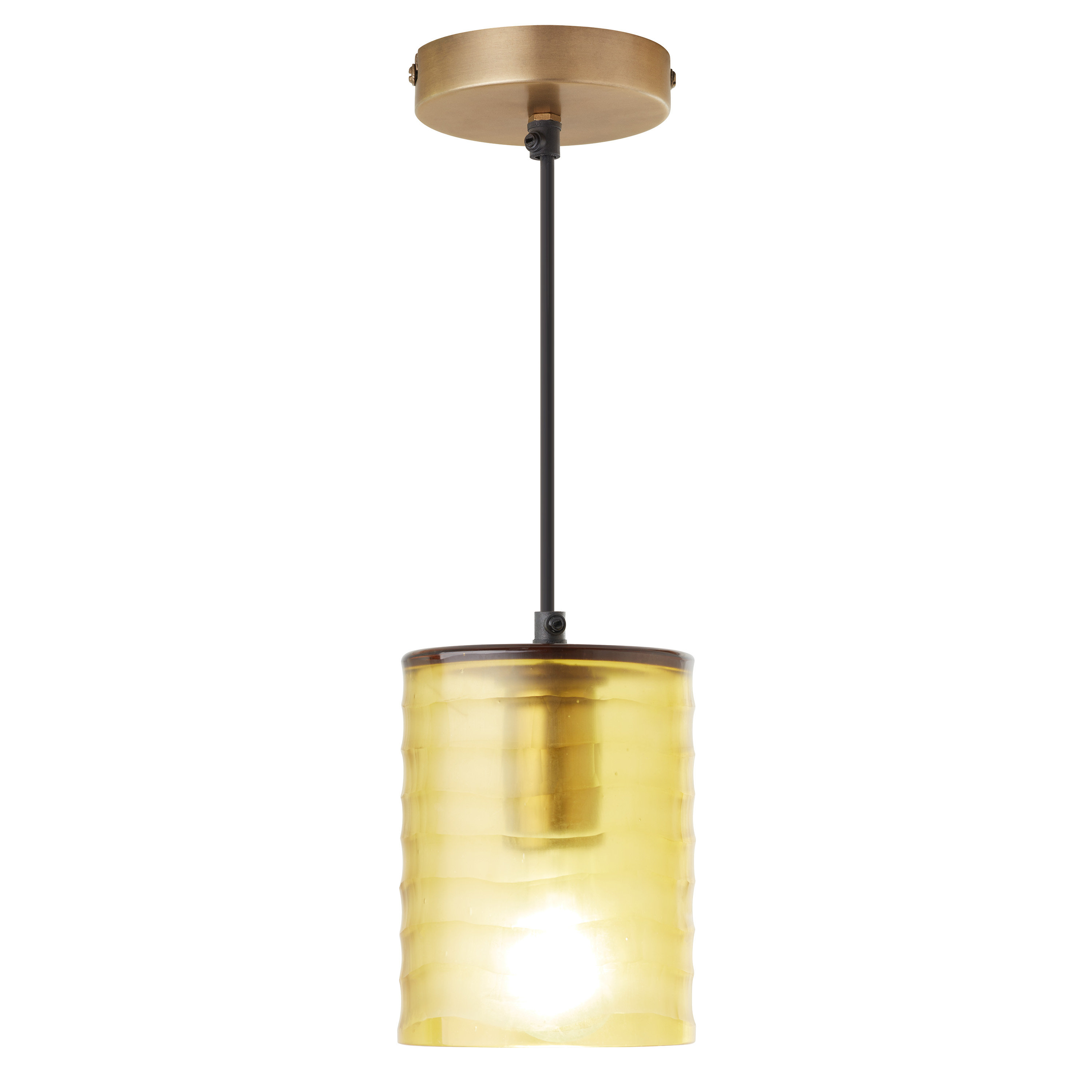 Mercer41 5" W Cyra Mid-Century Modern Amber Cylinder Hand Blown Glass ...