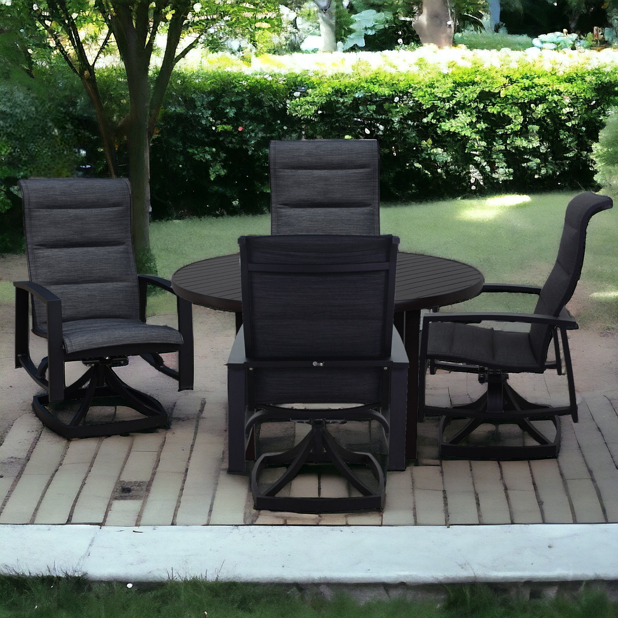 Red Barrel Studio Courtyard Casual Santorini Black Aluminum 5 Piece ...