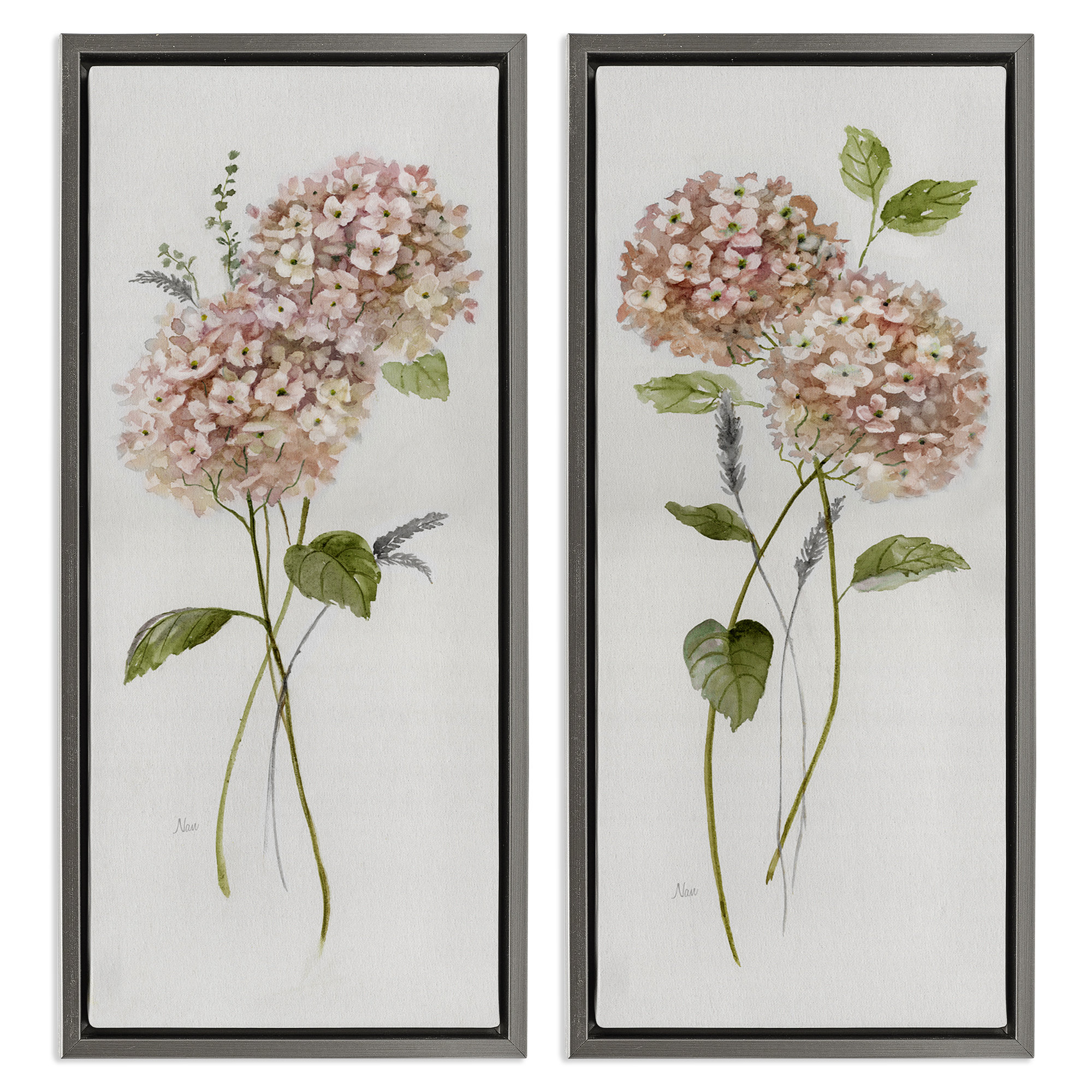 Dakota Fields Pink Hydrangea Sprigs 2pc Floating Frame Set, design by ...