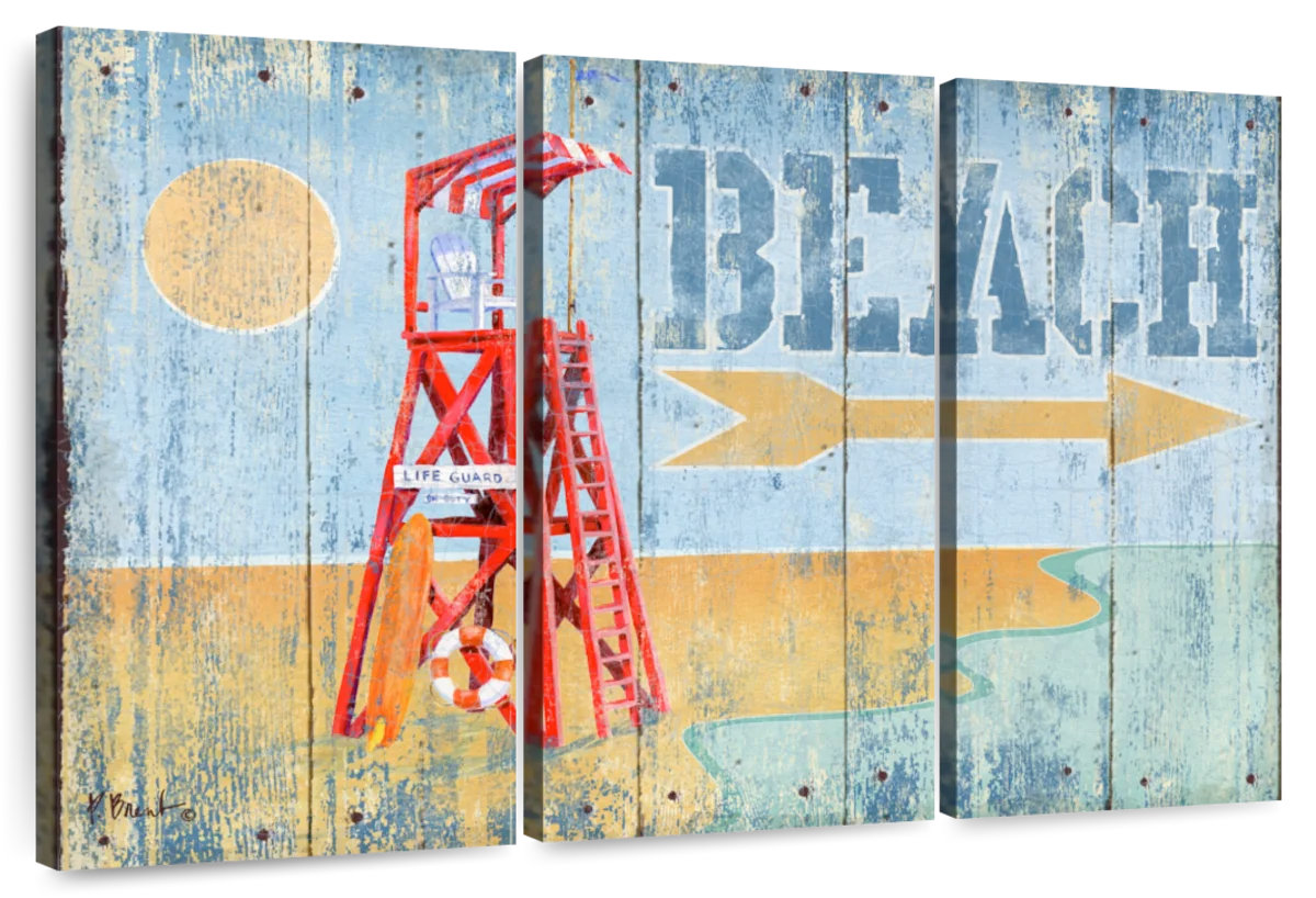 Beachcrest Home™ Beach Watch Distressed Wall Sign | Wayfair