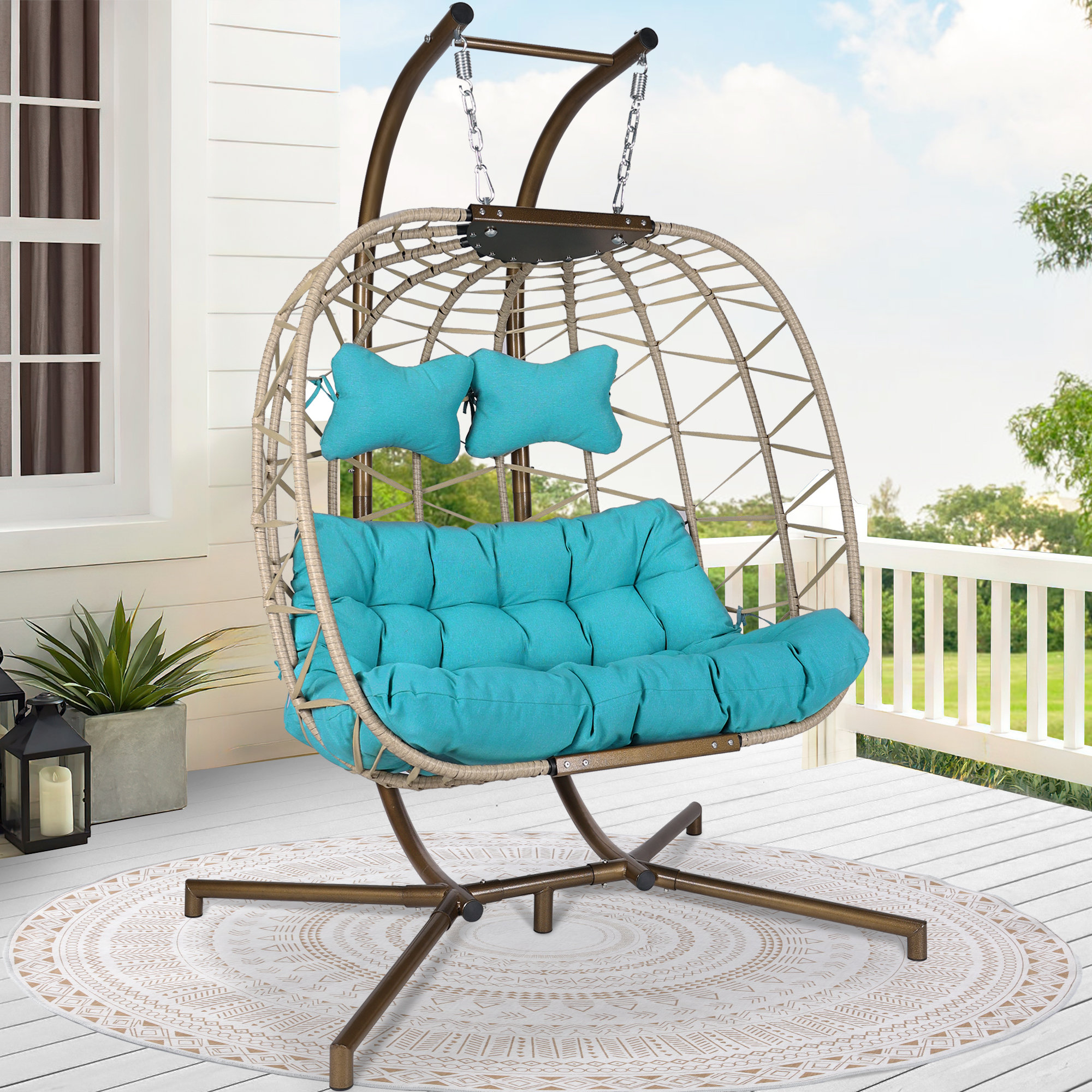 Dakota Fields Celyne 2 Person Outdoor/Indoor Porch Swings with Stand ...