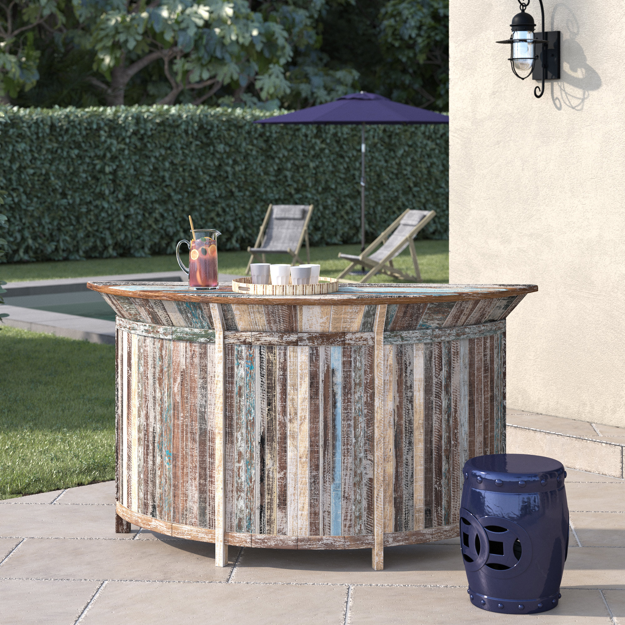 Longshore Tides Lozoya Reclaimed Wood Crescent Shaped Liquor Storage 2 ...