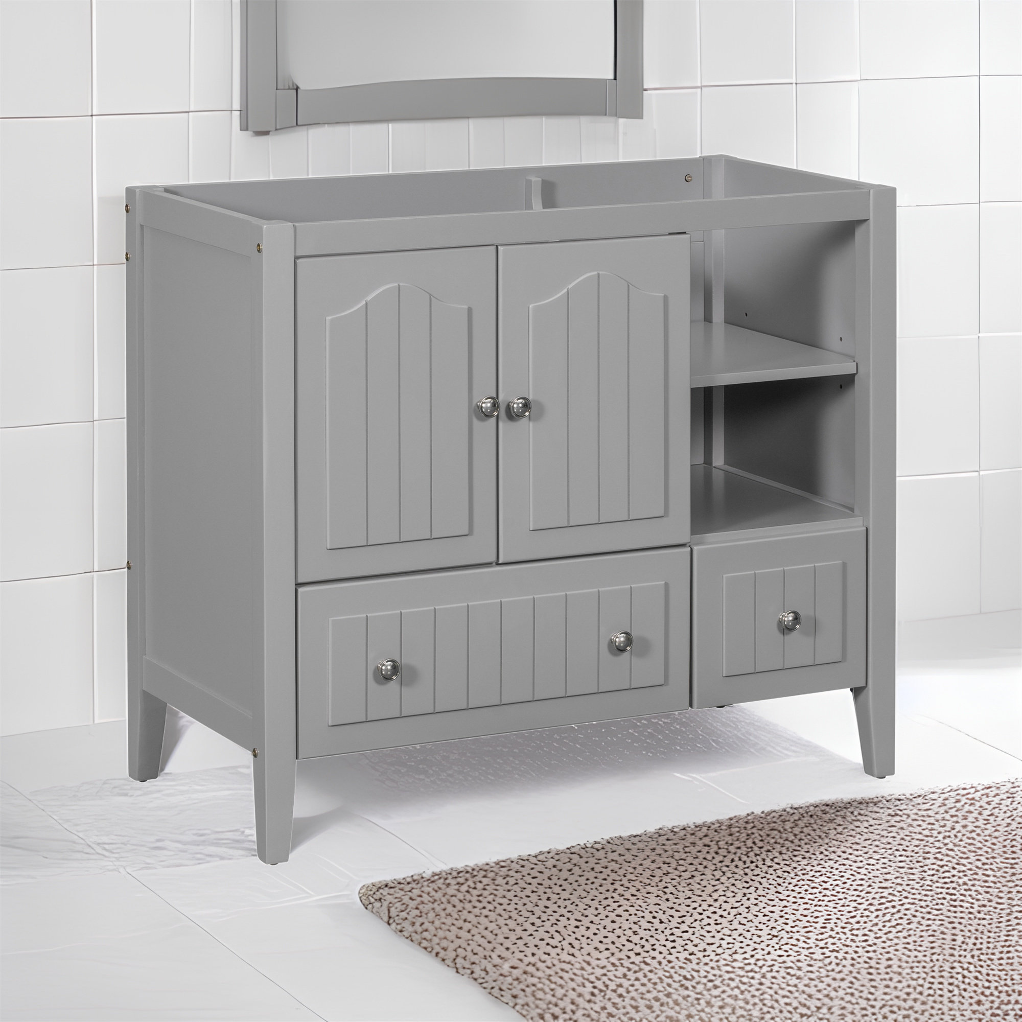 MONSFEST 35'' Single Bathroom Vanity Base Only in Grey | Wayfair