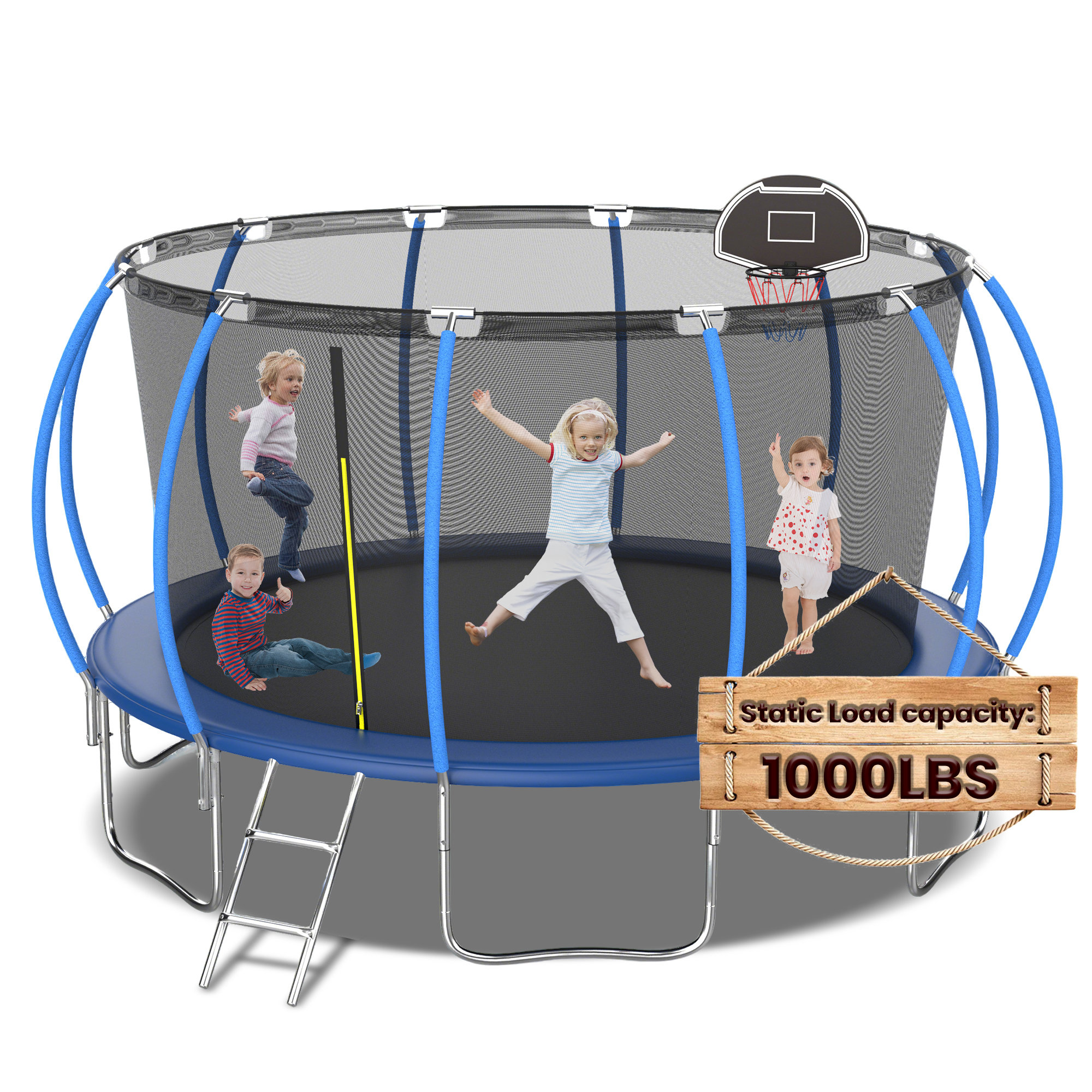 SUMIJ 14FT Tranpoline for Kids with Safety Enclosure Net Recreational ...
