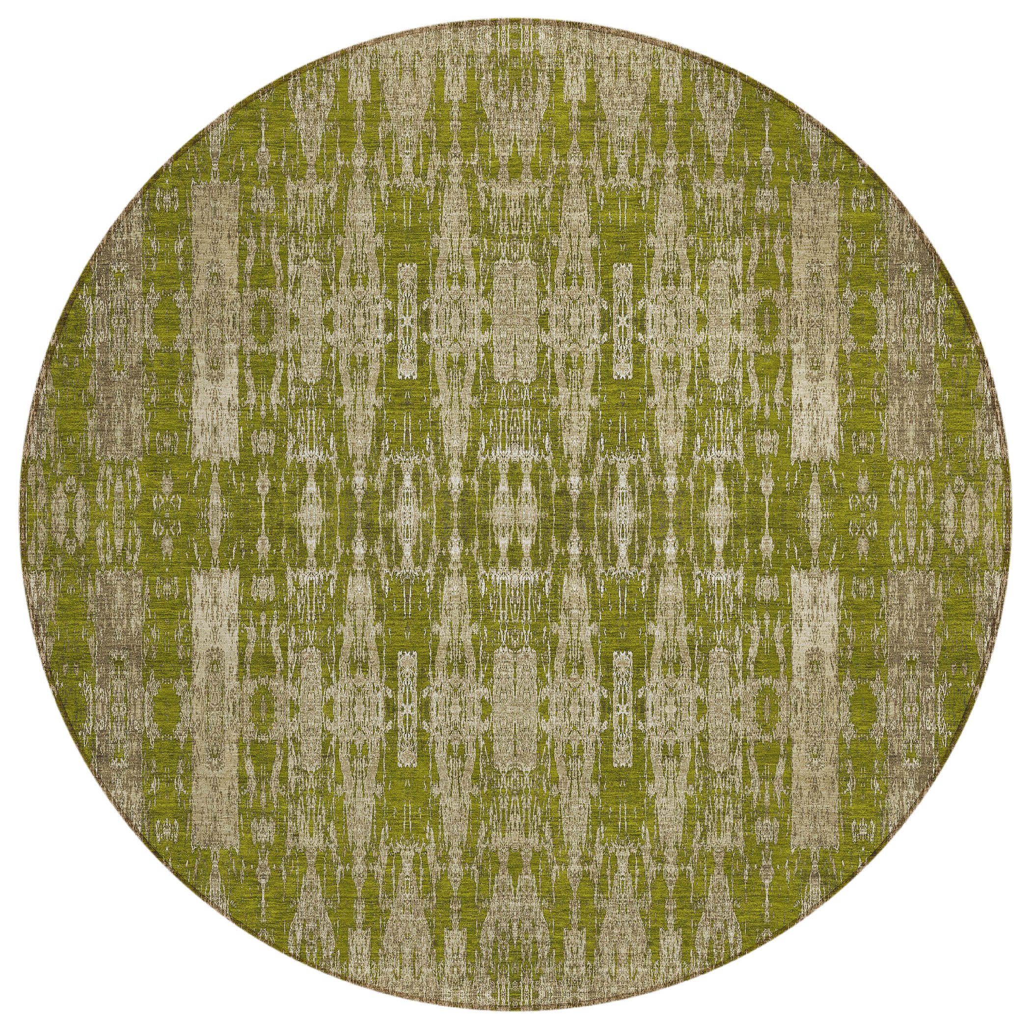 HomeRoots 8' Round Olive Green Round Moroccan Washable Non Skid Indoor ...
