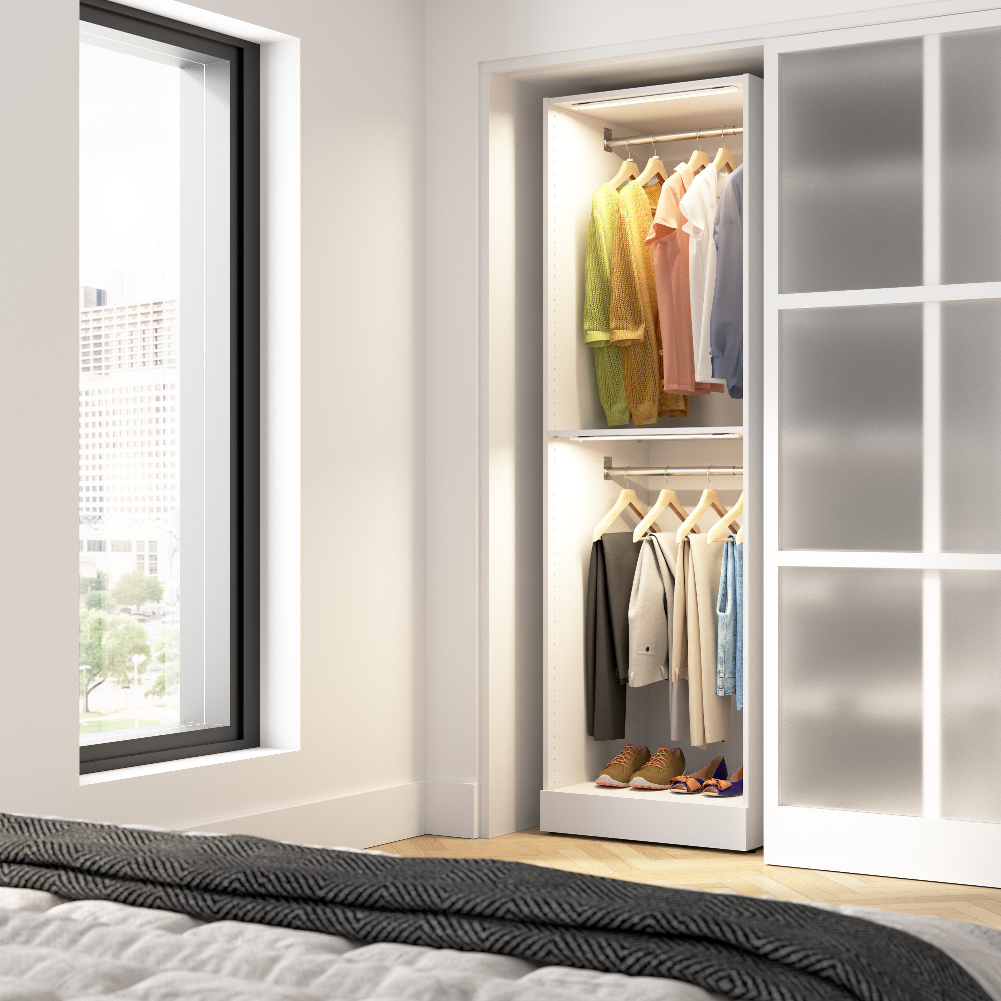 Bestar Florence 25W X 25D Modular Double Hanging Closet System Tower ...