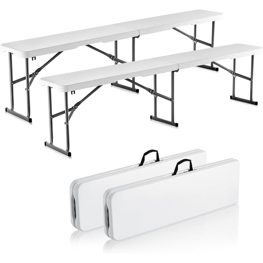 Latitude Run® 2 Pack 6FT Folding Bench, Light Weight Portable Folding ...