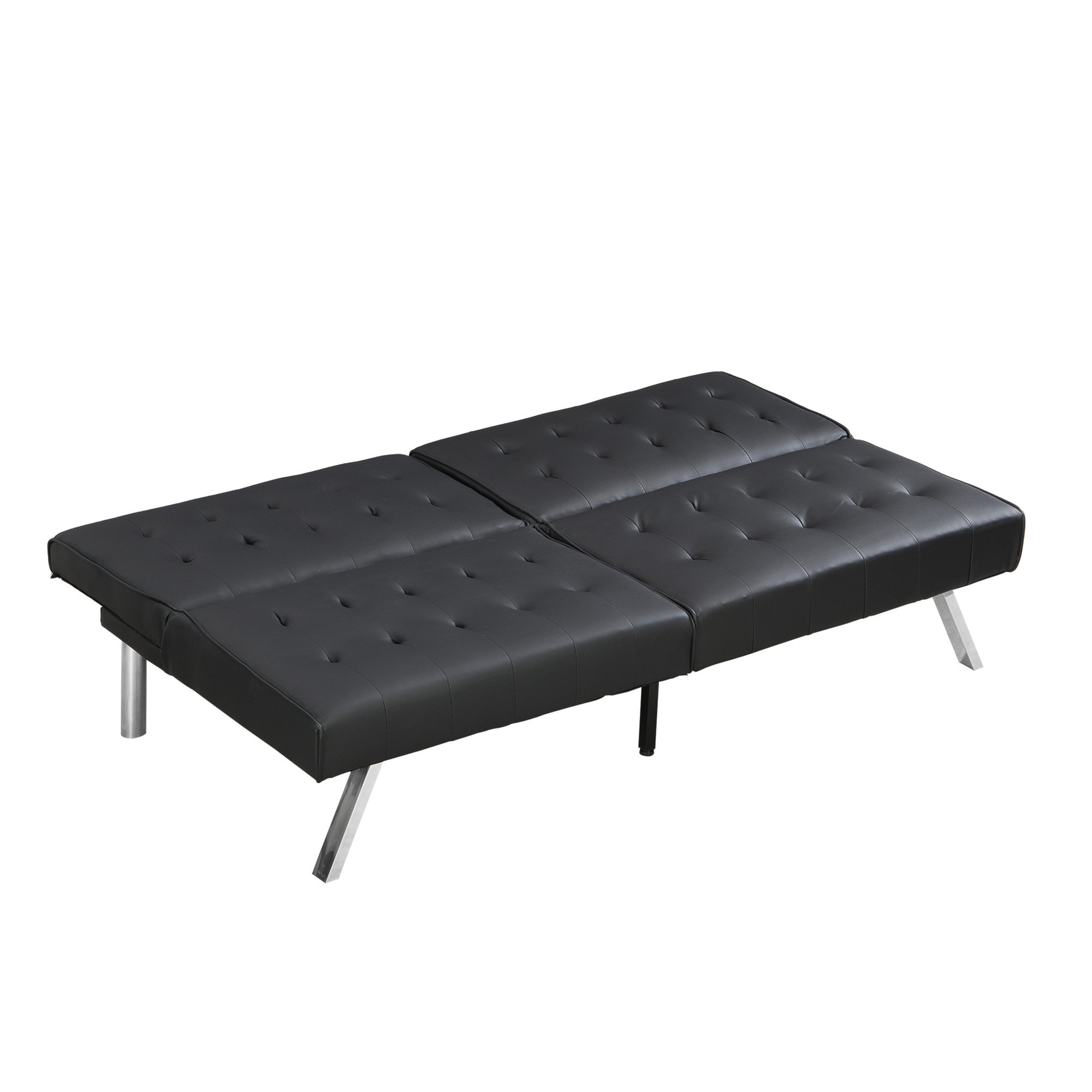 Ebern Designs Versatile Wood And Stainless Futon With Multifunctional ...