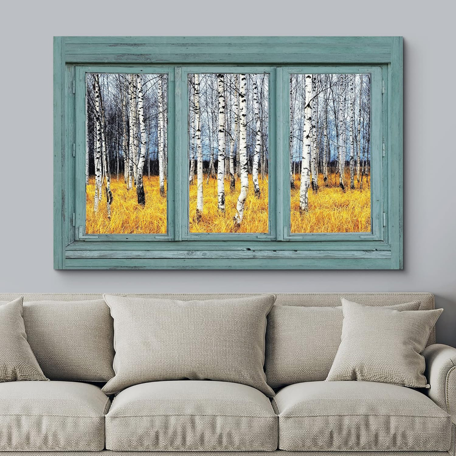 IDEA4WALL Window Scene "Vintage Teal Window Looking Out Into A An Aspen ...
