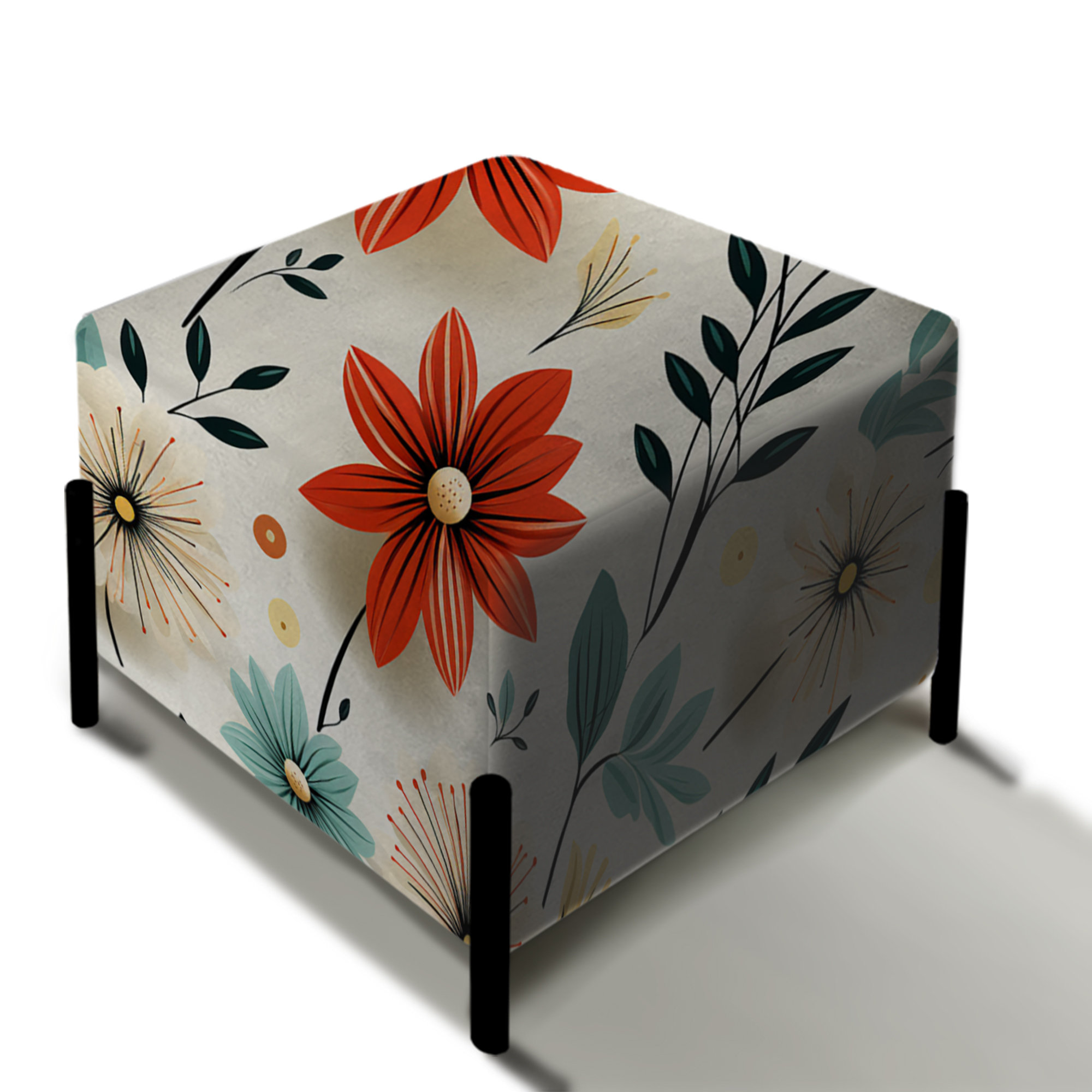 Design Art Beige Coastal Harmony Floral Pattern II - Floral Square ...