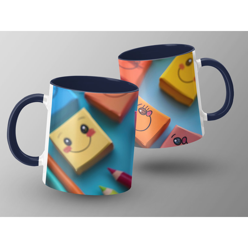 East Urban Home Set of 2 Kids Drawing Style 11oz Accent Mugs – White ...