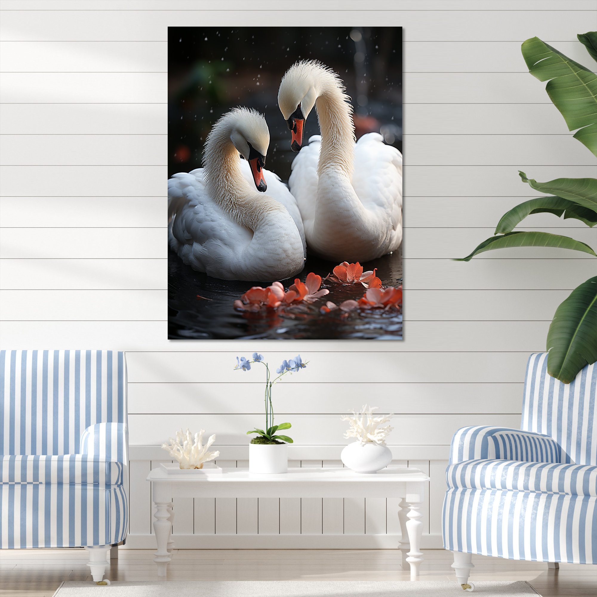 Design Art Swans Romantic Portrait I - Swans Animal Canvas Art Print ...