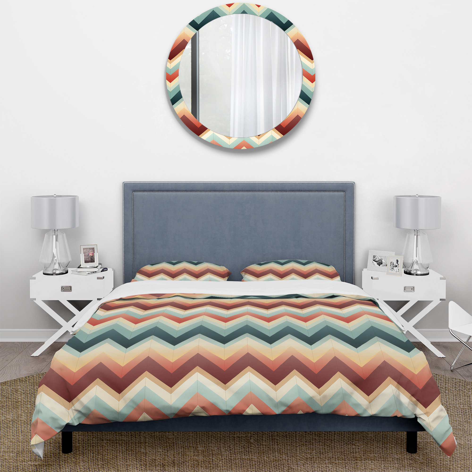 Design Art Soft Colour Vintage Multicolor Chevron - Chevron Duvet Cover ...