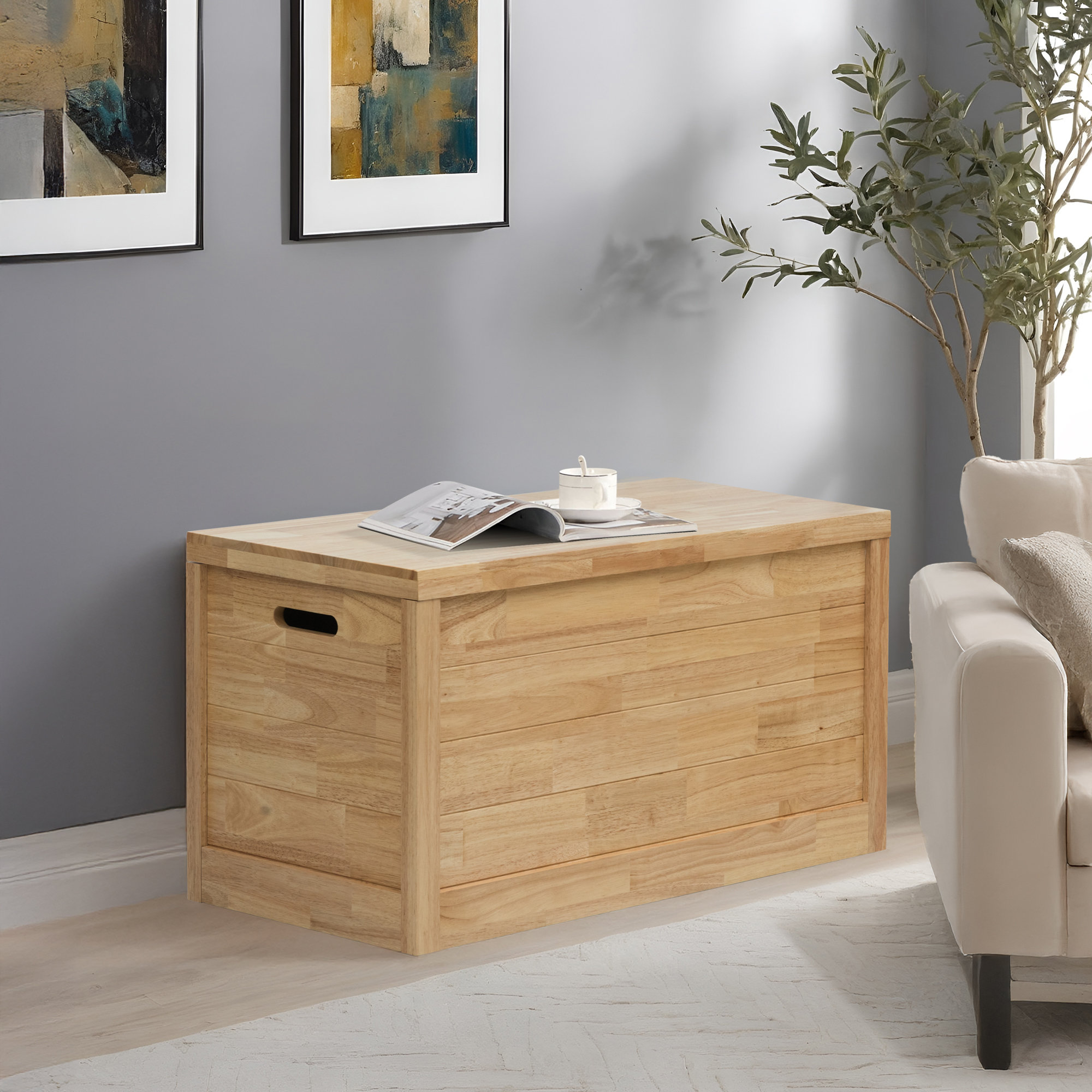Latitude Run® Heavy-duty Solid Hardwood Blanket Chest Storage Trunk ...