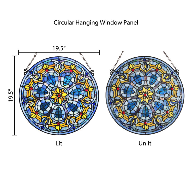 Canora Grey 19.5"H Chartres Blue Cathedral Stained Glass Window Panel ...