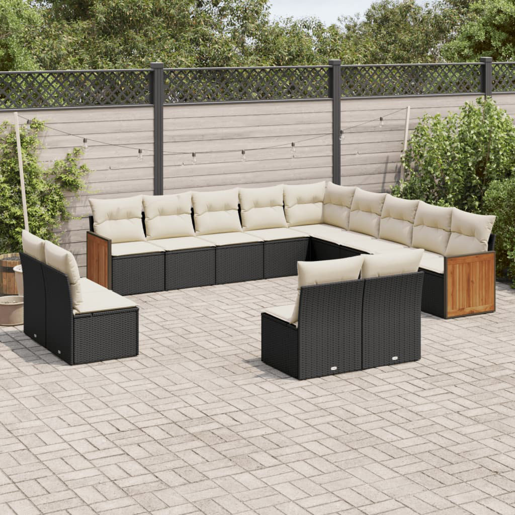 Vidaxl Garden Sofa Set Black PE Rattan Large Modular Garden Sofa Set ...