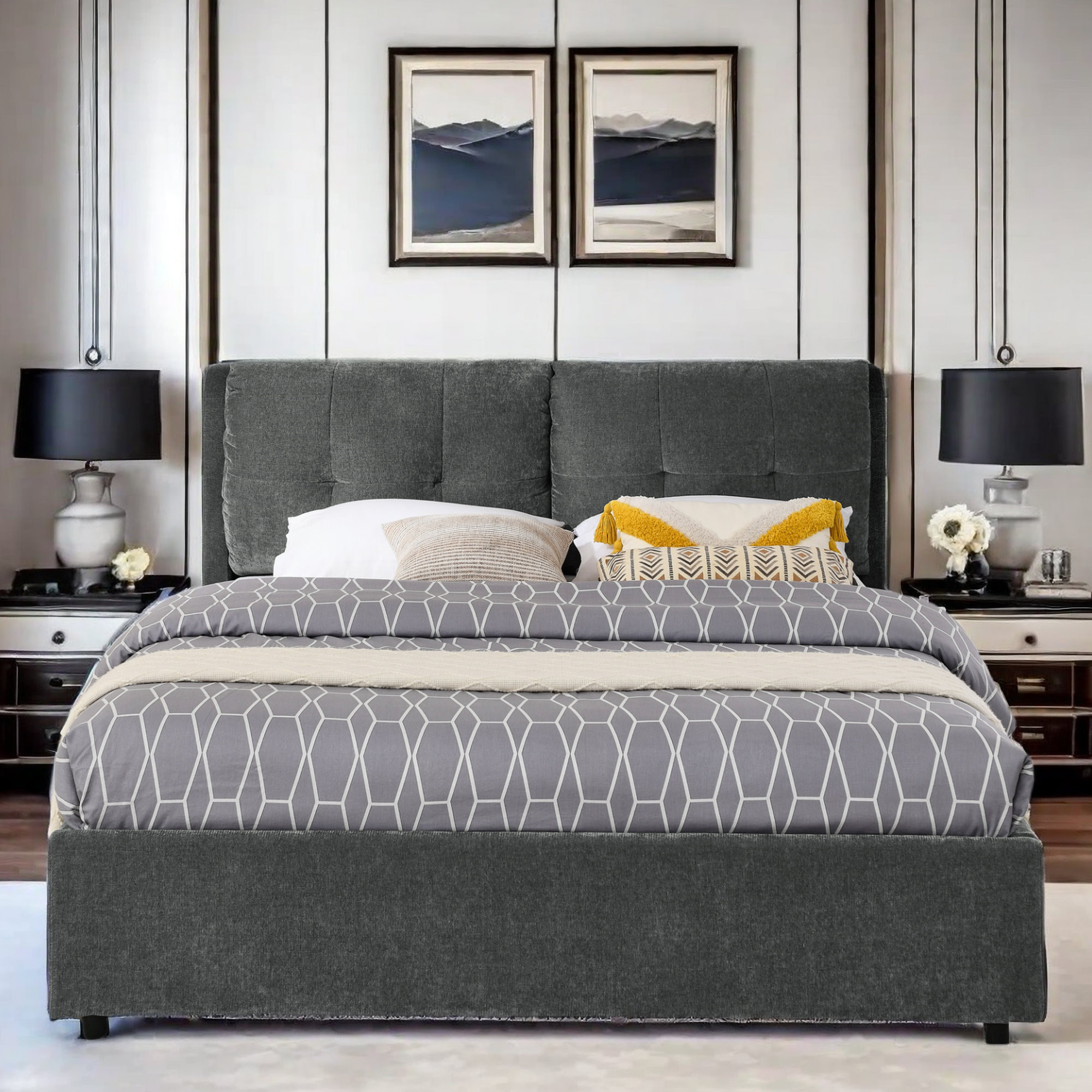 Latitude Run® Upholstered Hydraulic Platform Bed With Integrated ...