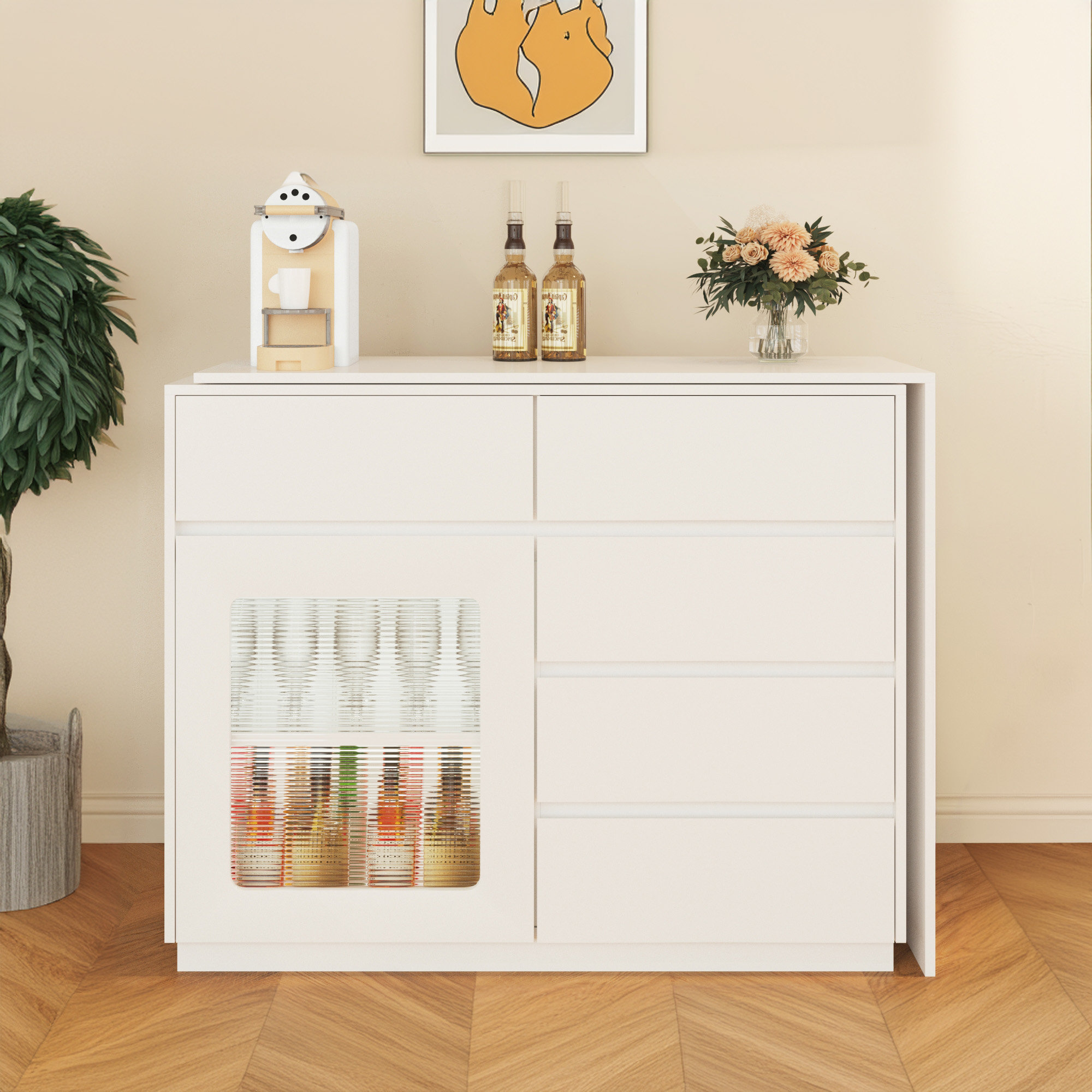 Latitude Run® 44"-85" Extendable Sofa Bar Table Cabinet Behind Couch ...