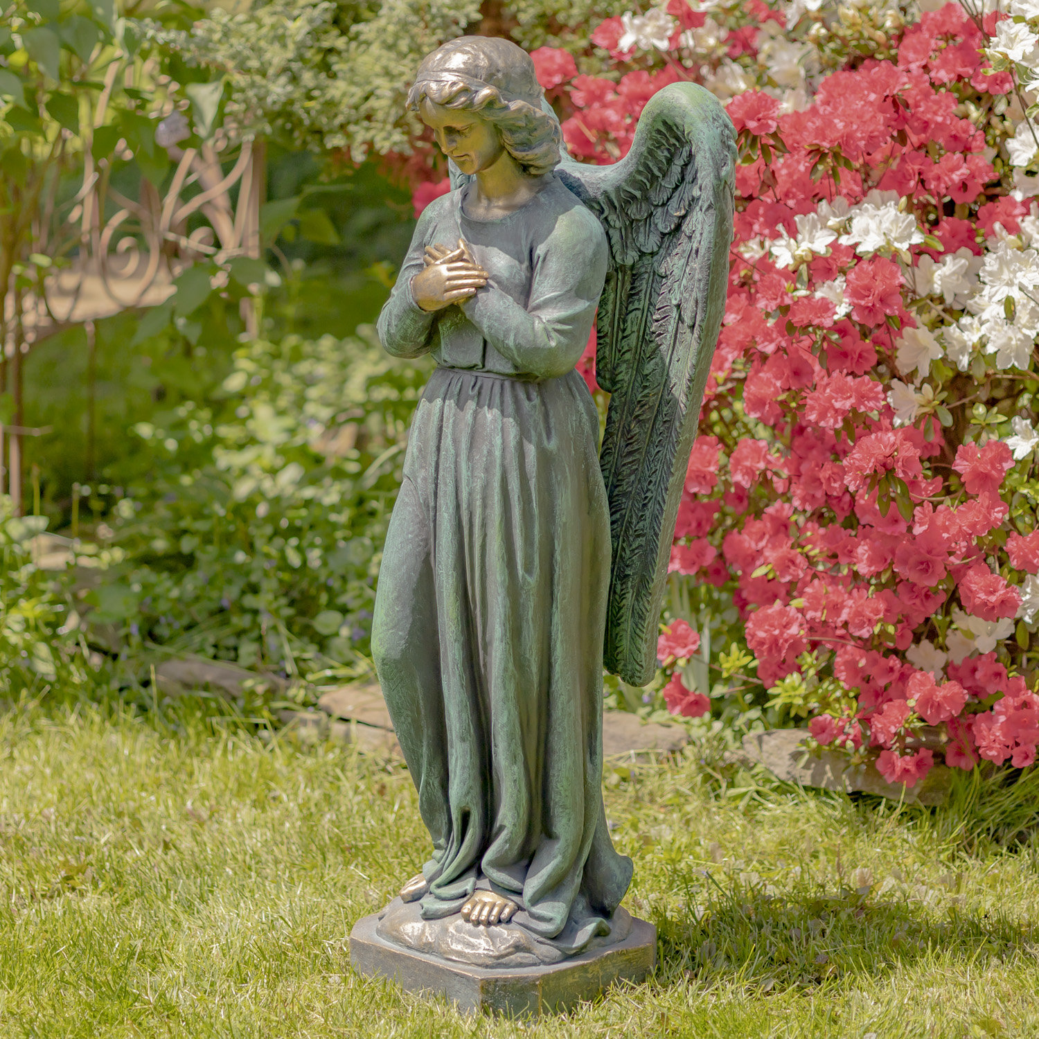 Trinx Evangeline Holding Heart Magensium Angel Garden Statue - Wayfair ...