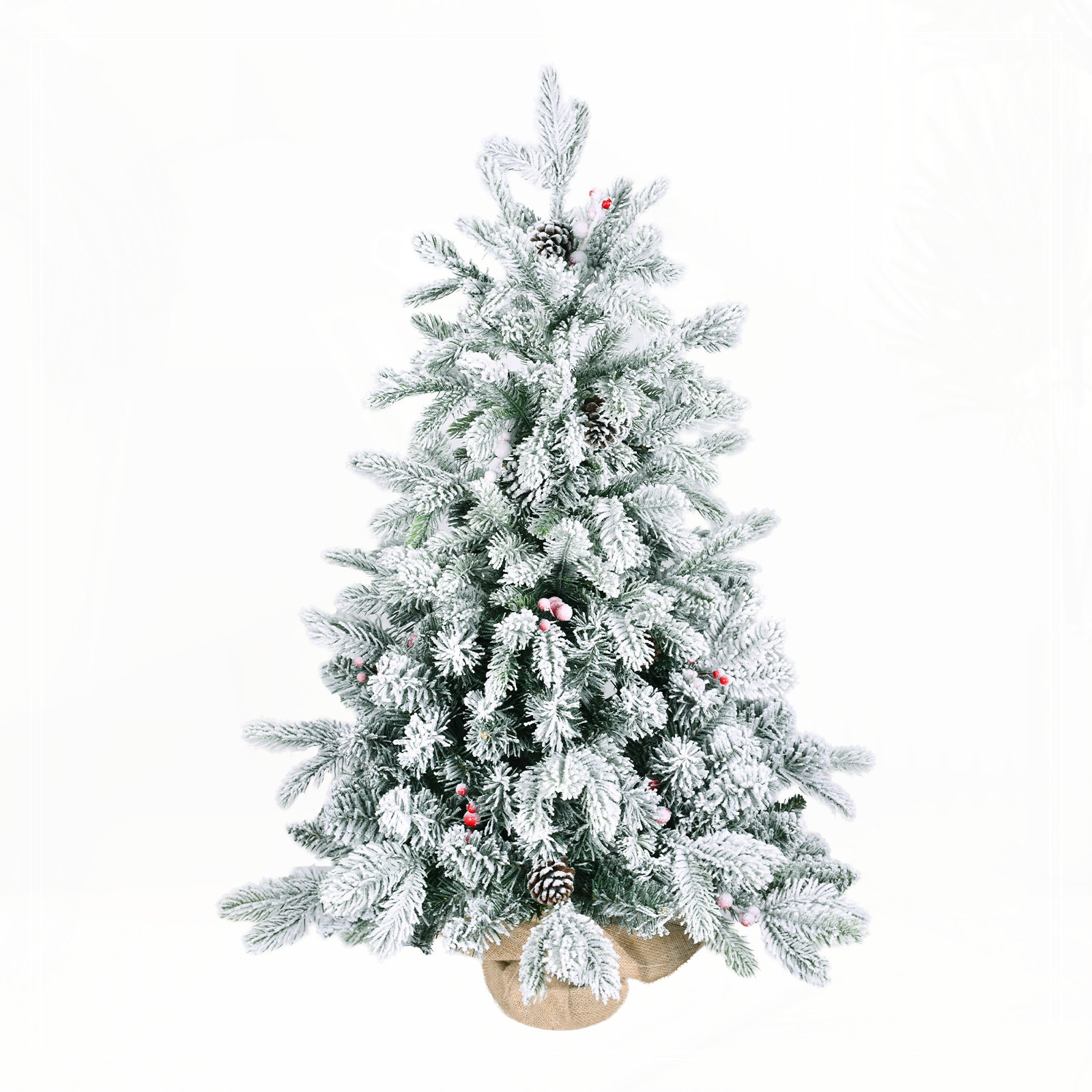 Charlton Home® 3FT Flocked Tabletop Christmas Tree with 355 Tips, Snowy ...