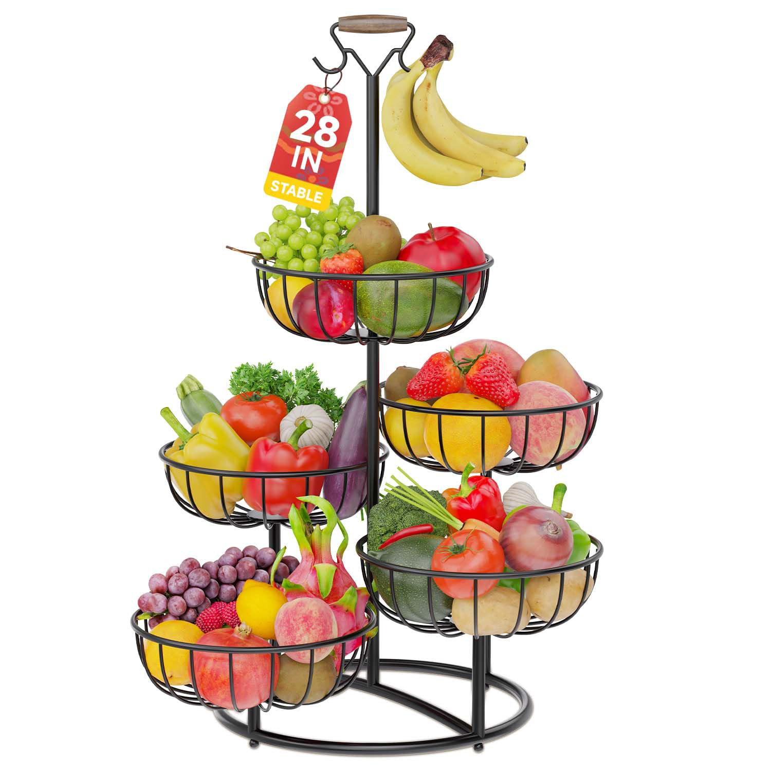 17 Stories Five-Layer Fruit Basket (With Banana Rack), Suitable For ...