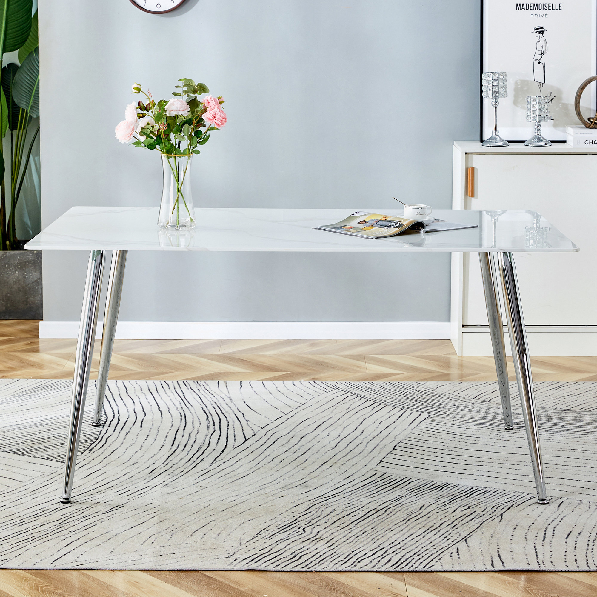 Ivy Bronx Sarvis Glass Top Metal Base Dining Table - Wayfair Canada