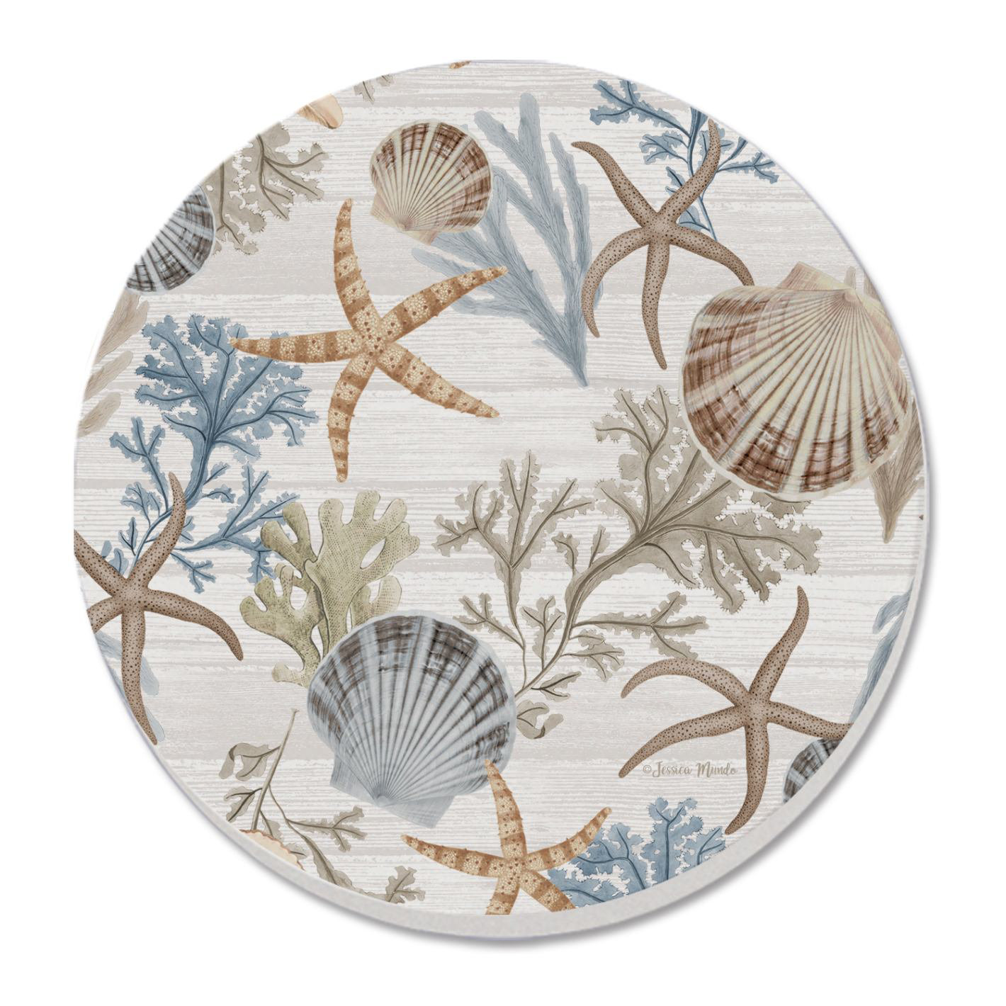 East Urban Home Beyond The Shore 4-Pack Round Absorbent Stone Coasters ...