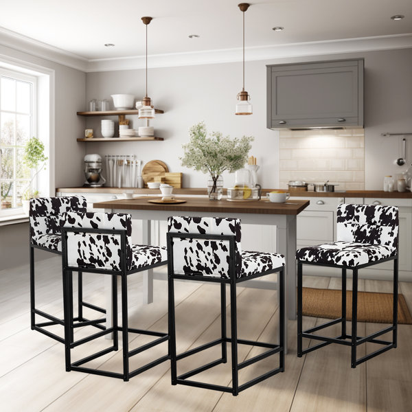 Everly Quinn Reaon 23.9'' Animal Pattern Counter Stool | Wayfair