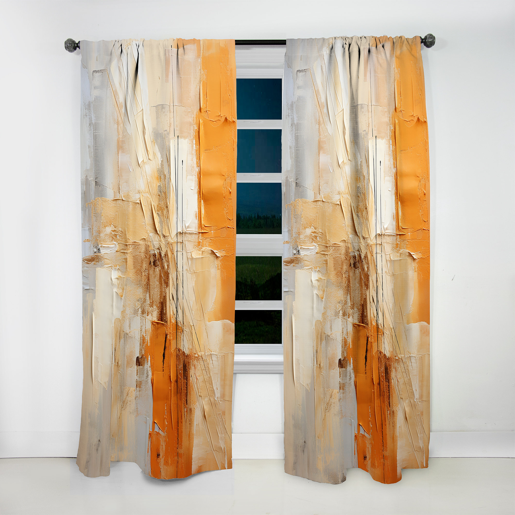 Design Art Glam Orange Beige Collage IV - Glam Velvet Curtain - Room ...